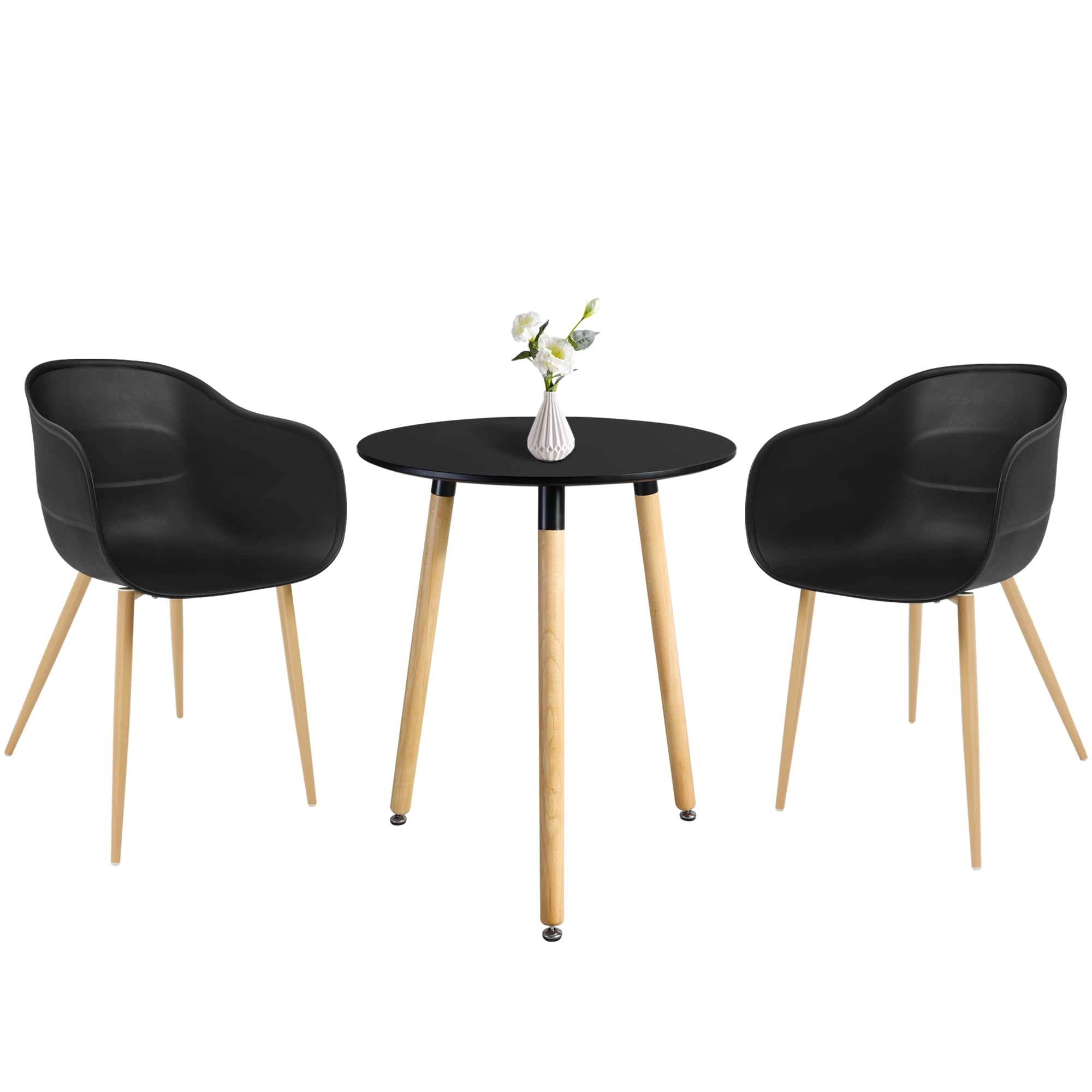 Modern Round Dining Table Set for 2, Mid-Century Dining Table and PP ...