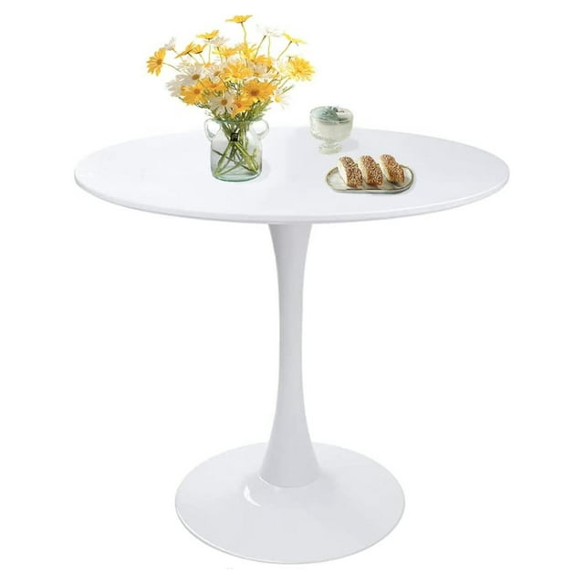 Modern Round Dining Table White 31.5 Inch Sturdy décor Table with ...