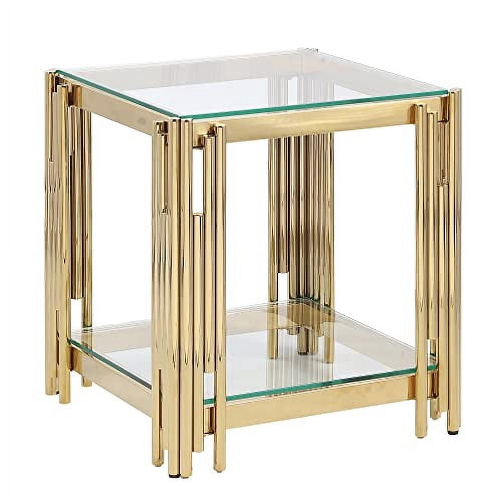 Modern Round End Table with Sintered Stone Top, Chrome/Silver End Table ...