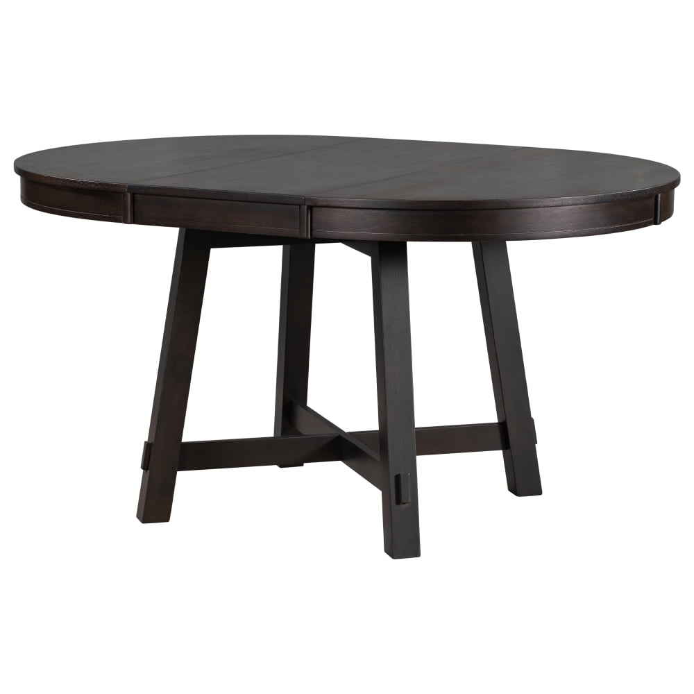 Modern Round Extendable Dining Table with 16" Leaf, Farmhouse Wood ...