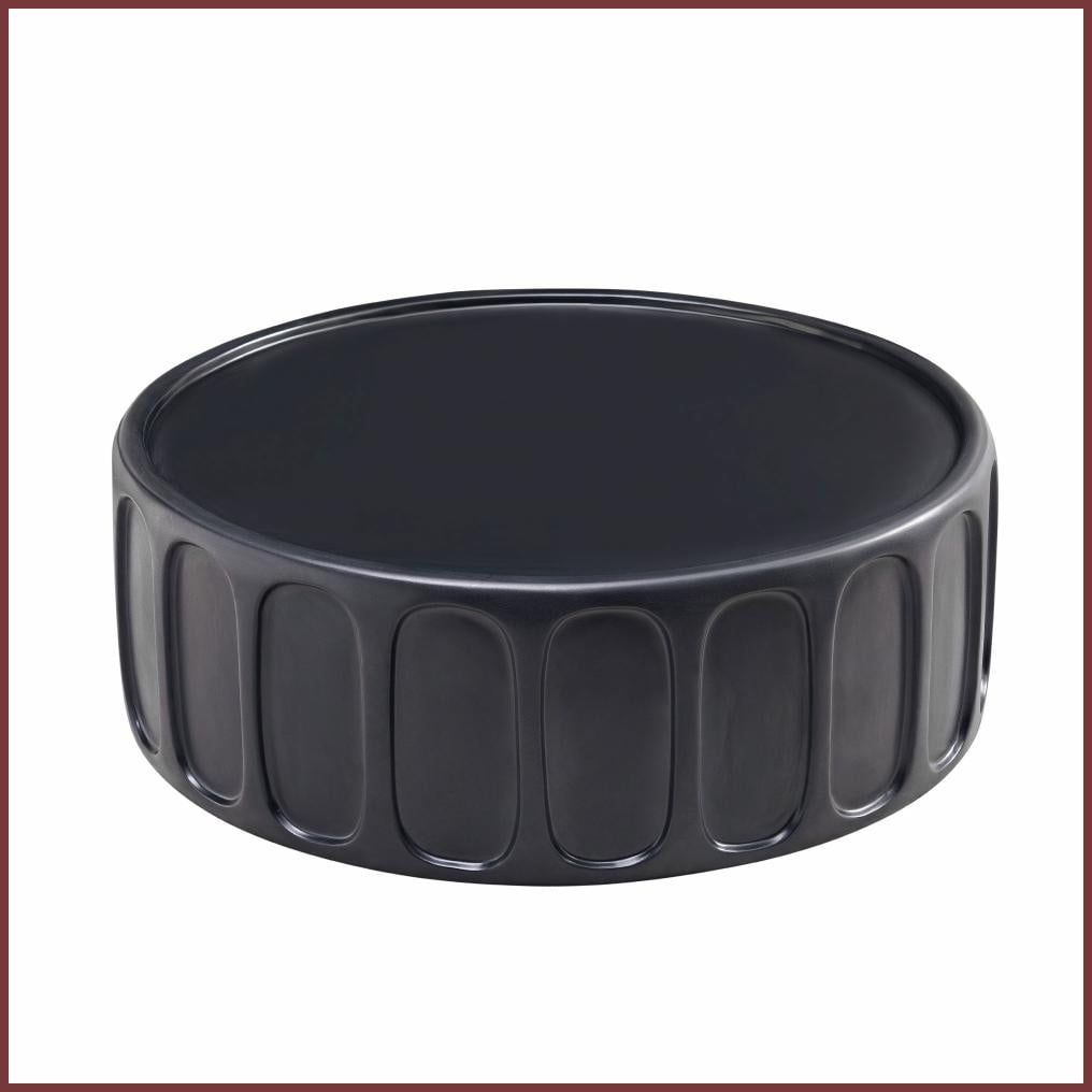 Modern Round Fiberglass Coffee Table for Living Room - Matte Black, No ...