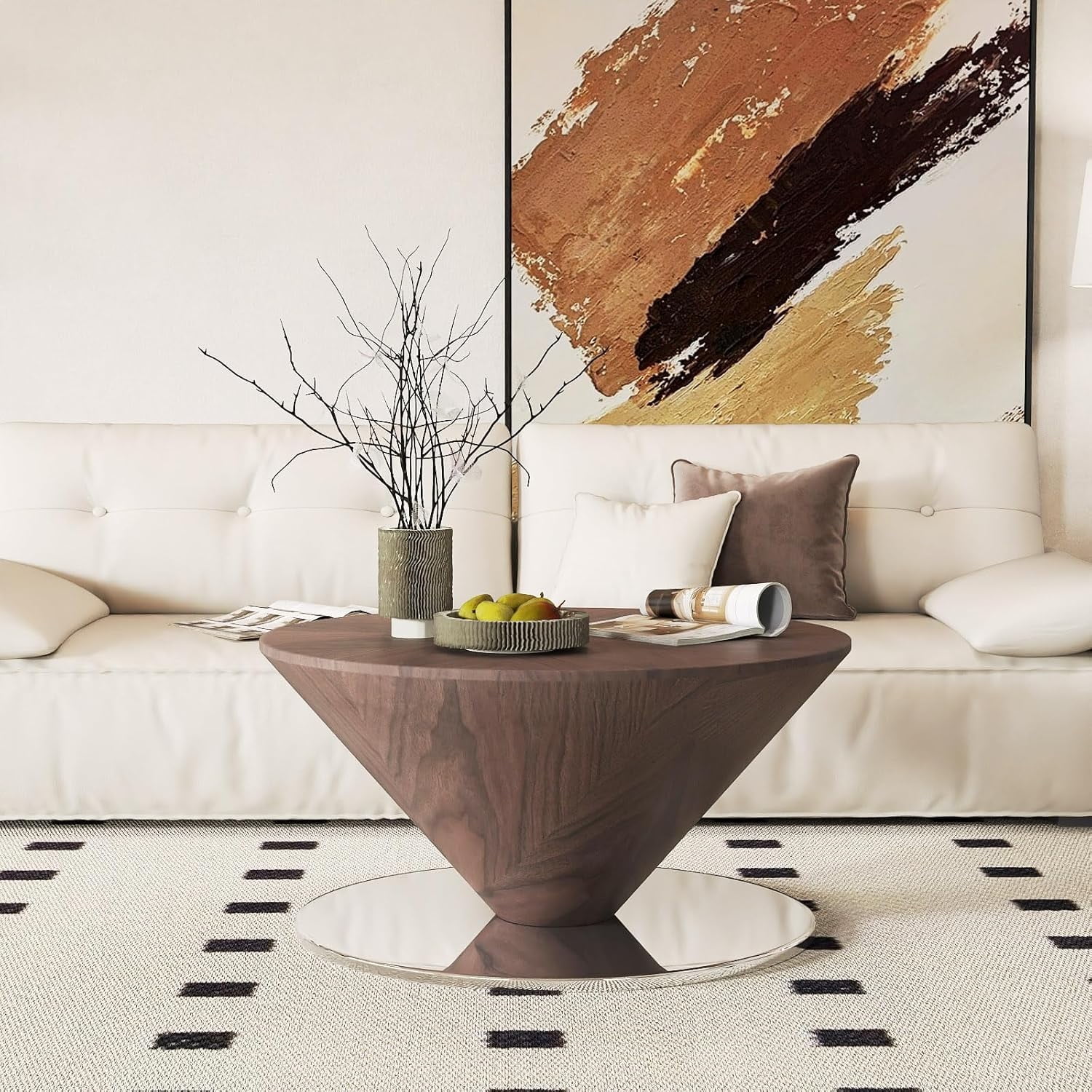 Modern Floating Coffee Table, 35.43'' Round Coffee Table with Storage ...