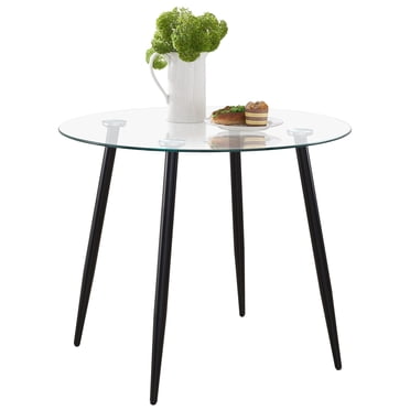 Furniture of America Janus Round Glass Top Counter Dining Table, Black ...