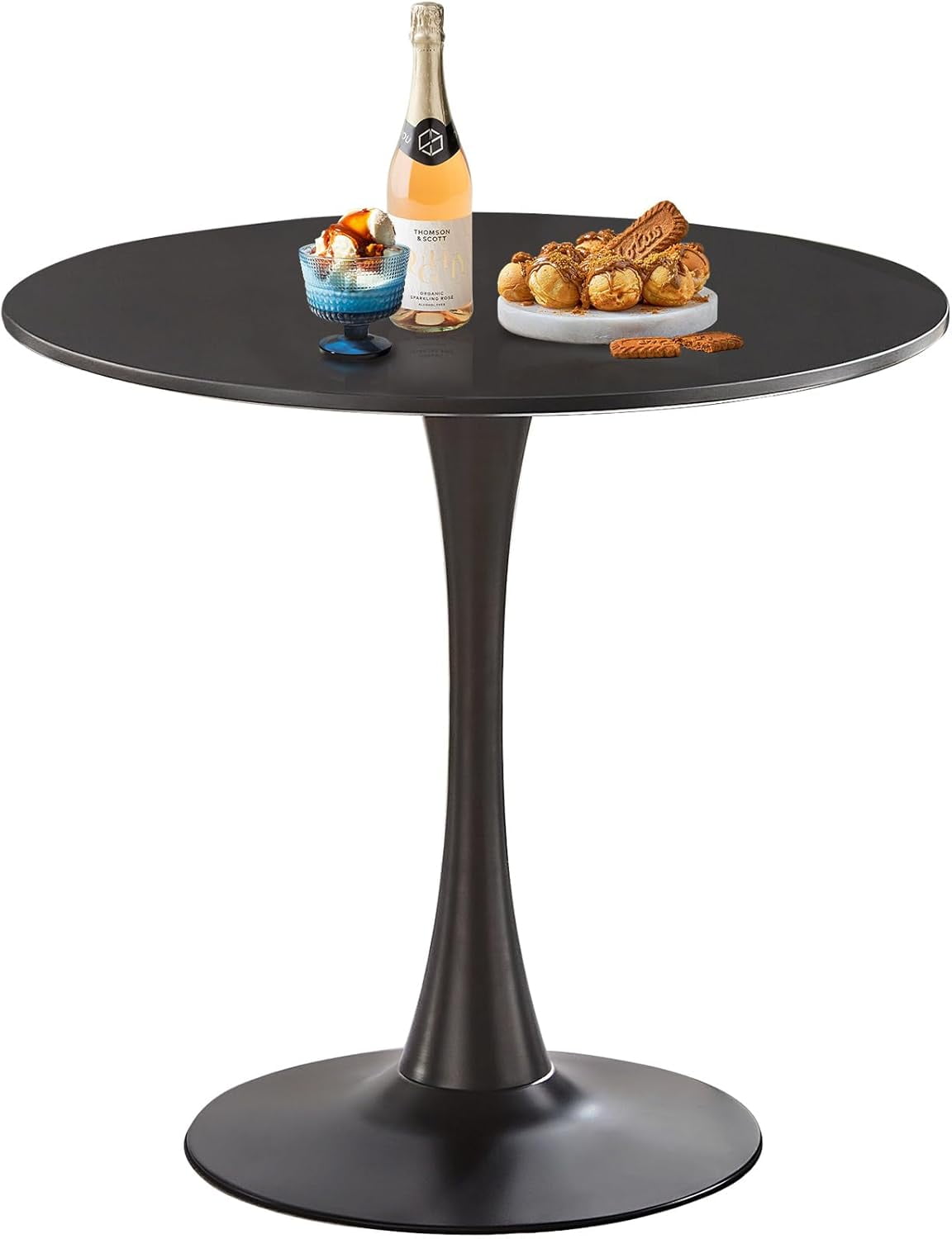 Modern Round Kitchen Table with Pedestal Base, Mid-Century Leisure ...