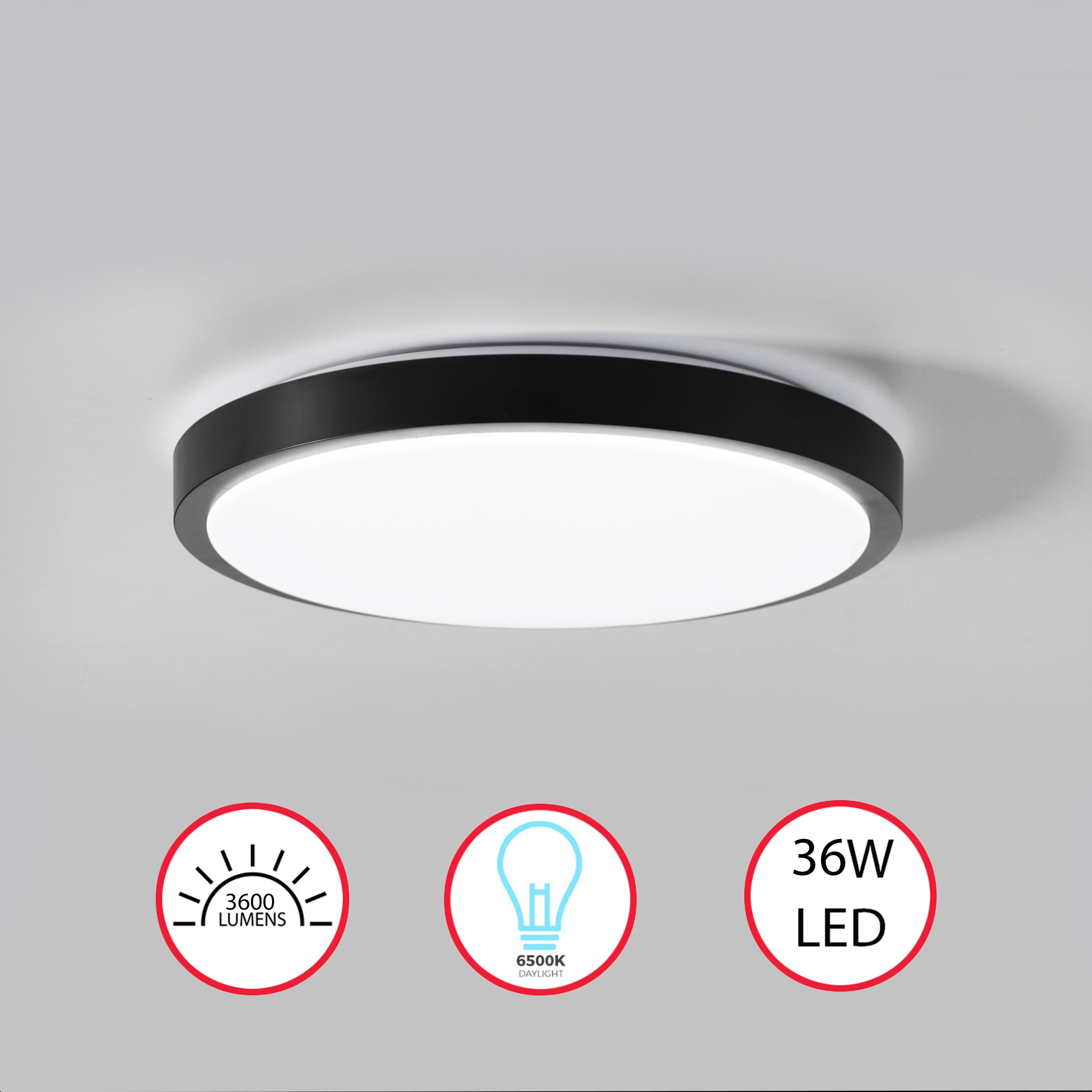 Modern Round LED Ceiling Light Fixture Flush Mount Lighting, 6500K ...