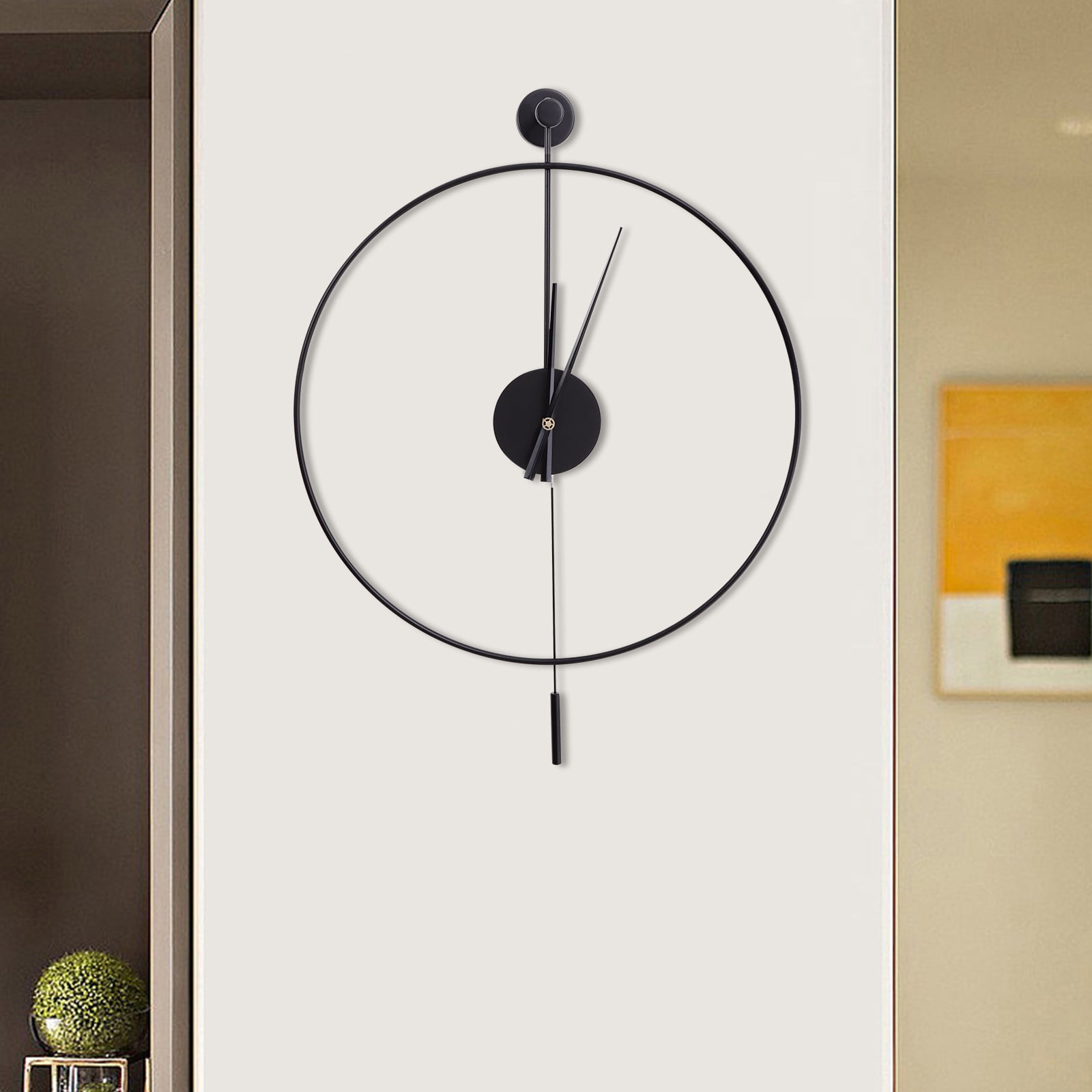 Modern Round Large Metal Wall Clock Non-Numeric Silent Wall Mount Clock ...