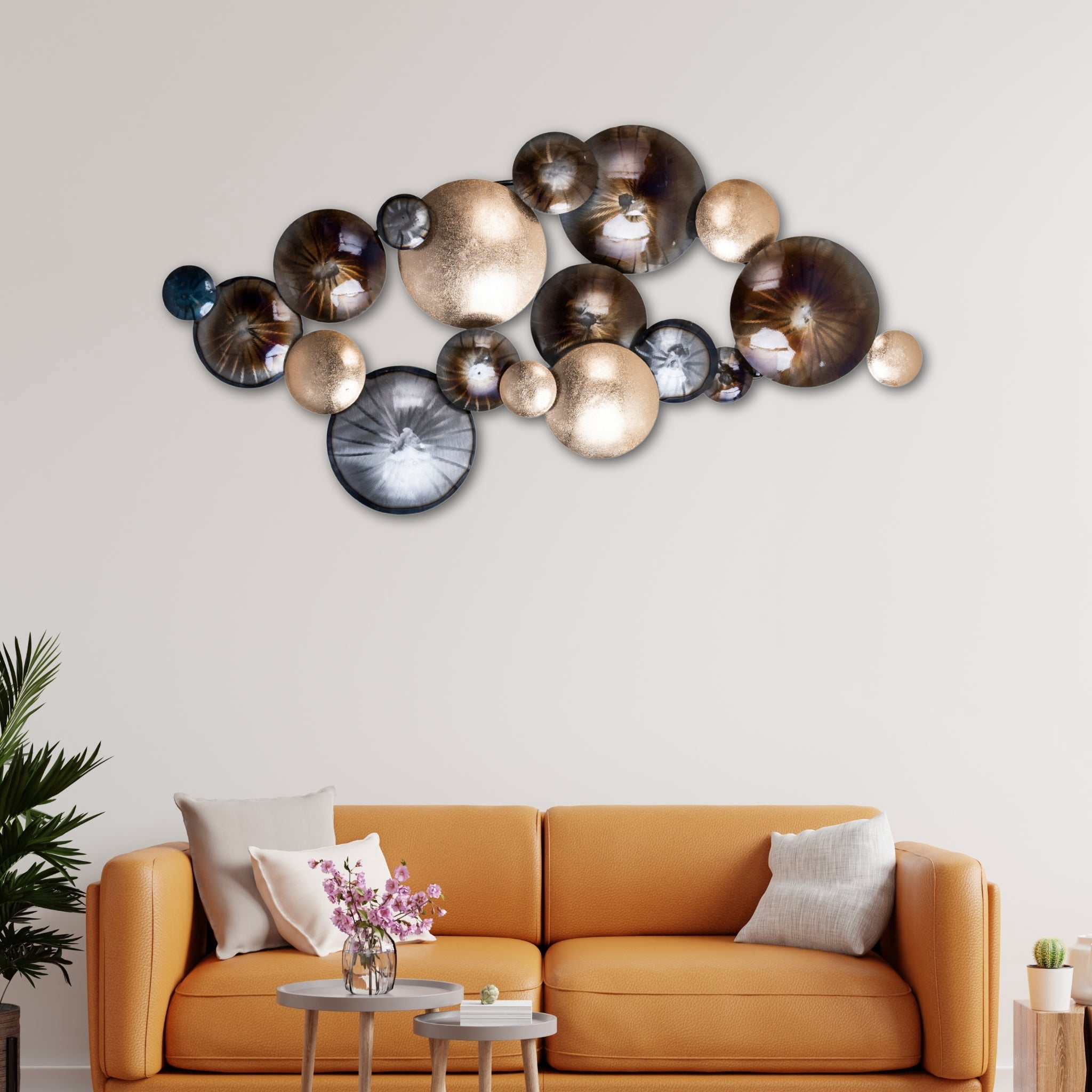 Modern Round Metal Wall Decor, Circular Shields Pattern, Large Metal ...