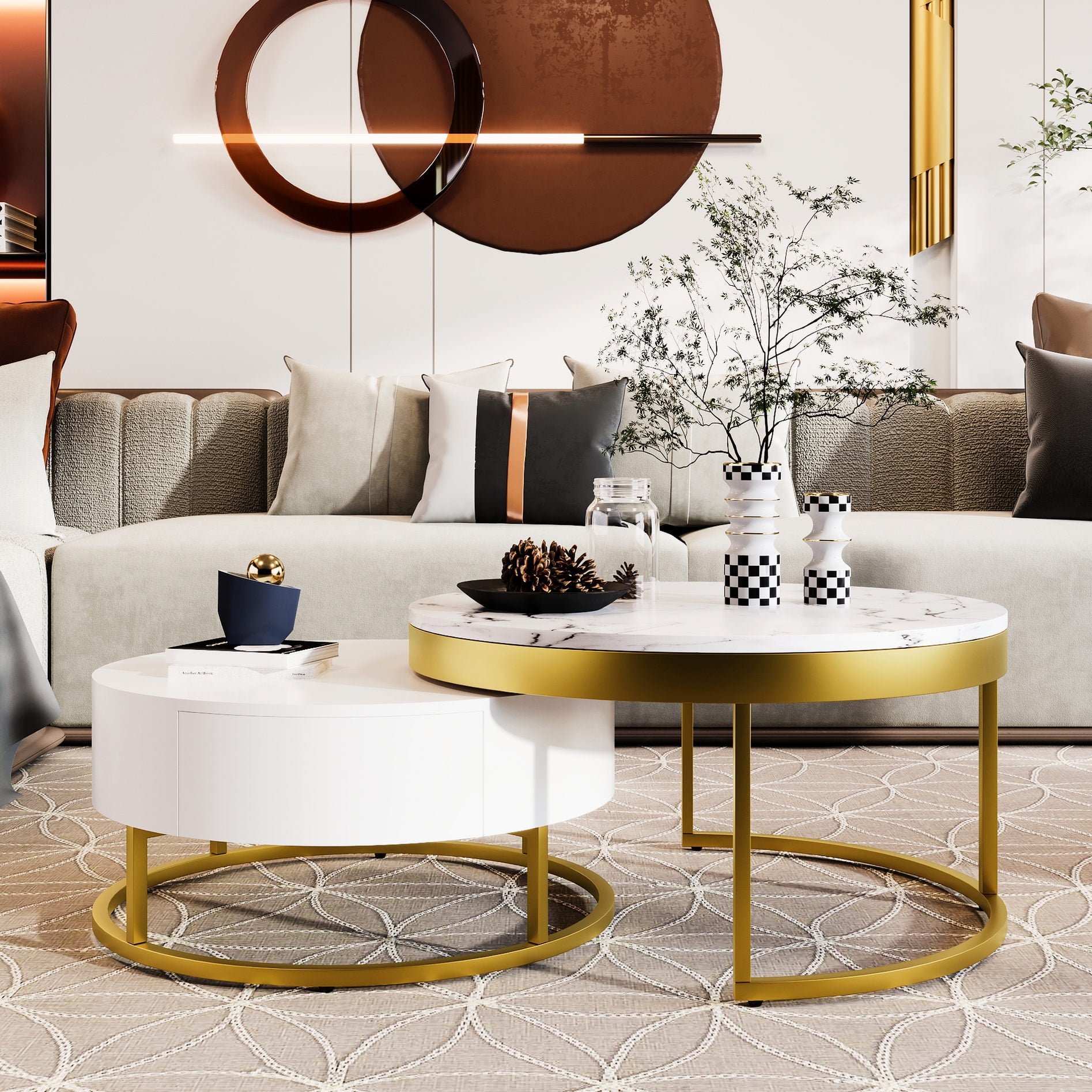 Modern Round Nesting Coffee Tables | Multiple Uses in Living Areas ...
