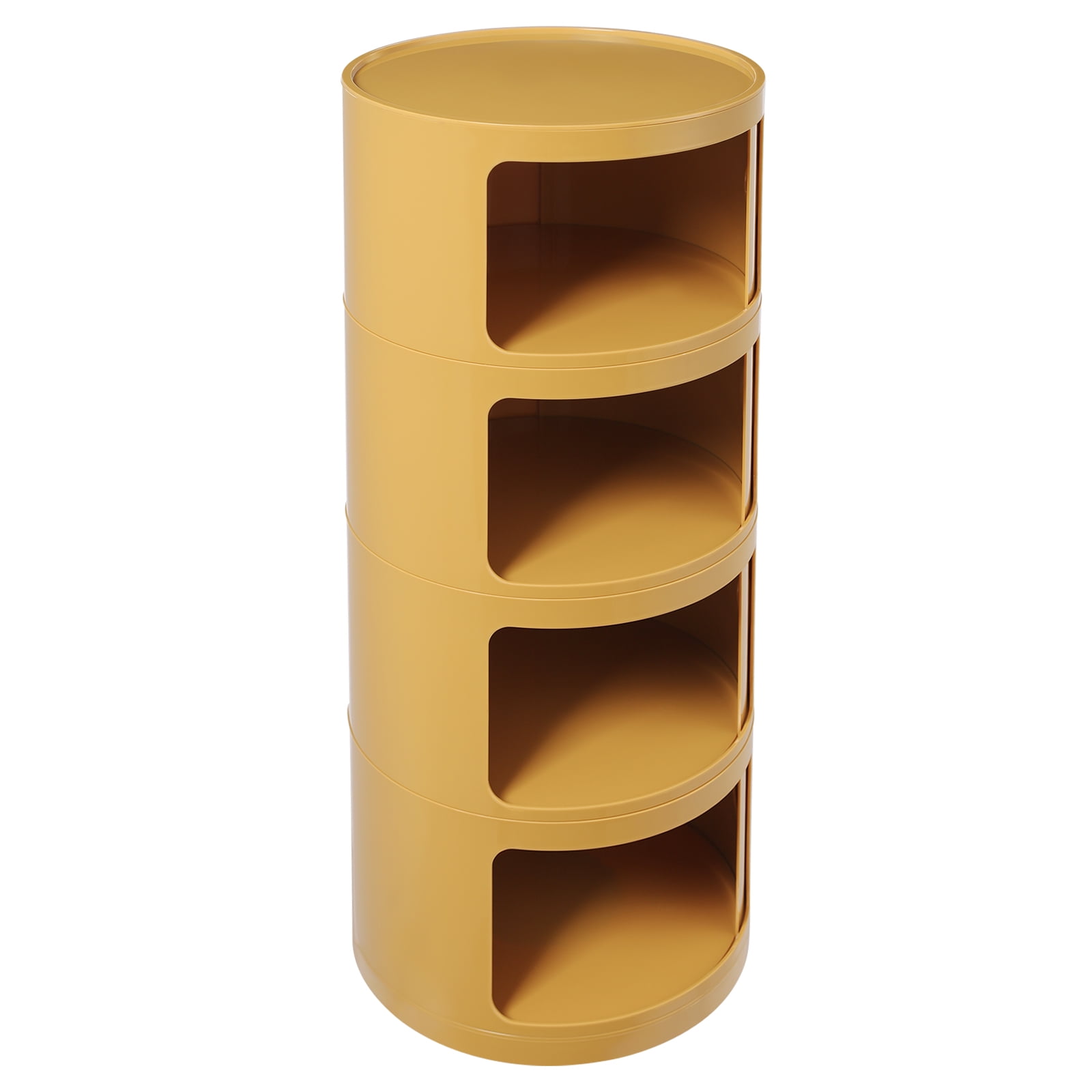 Modern Round Nightstand with 4 Drawers, Yellow Side Table ...