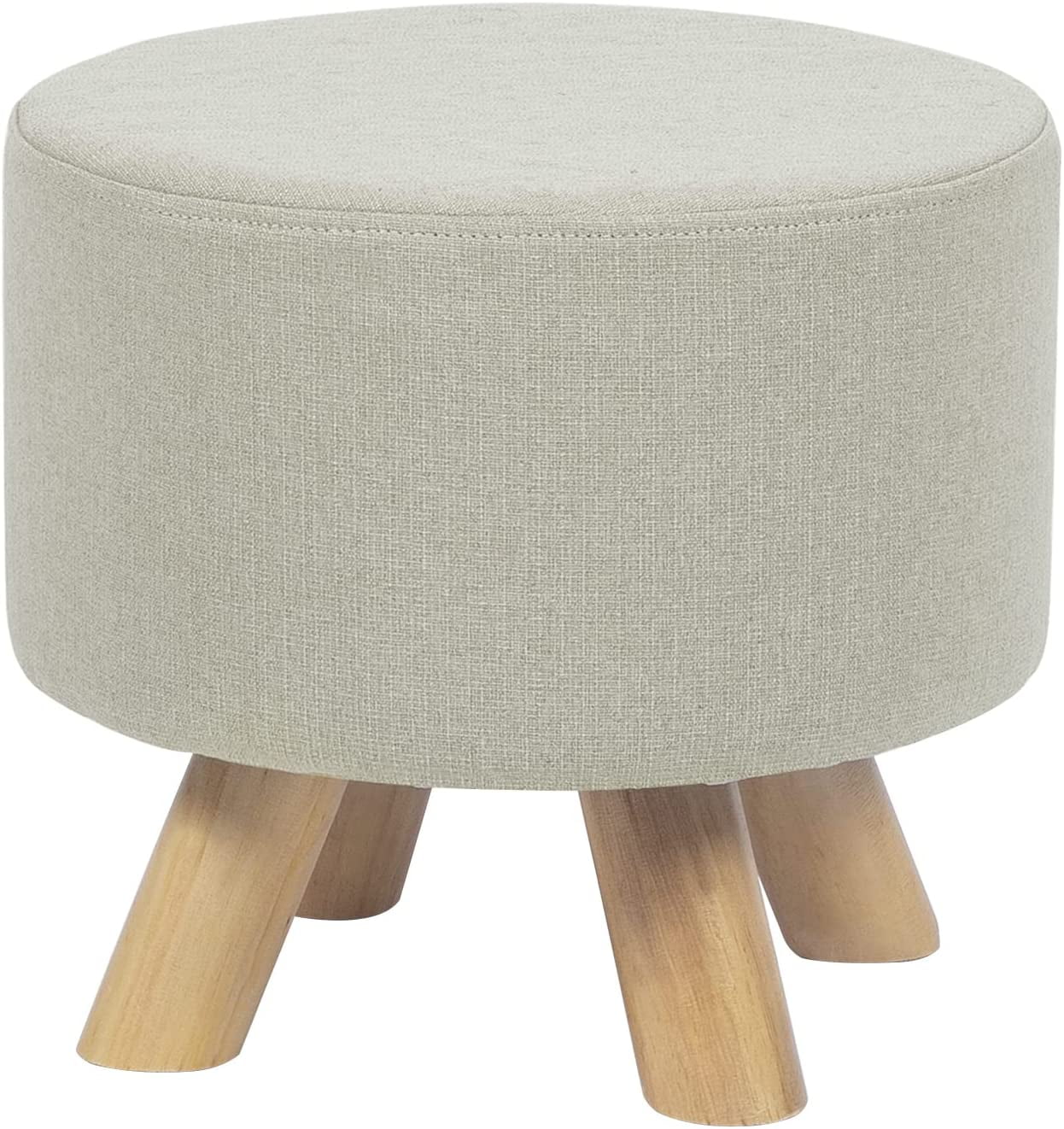 Modern Round Ottoman Foot Rest Stool/Seat Pouf Ottoman with Linen ...