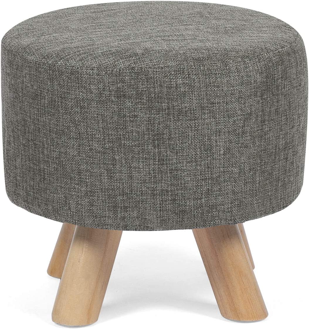 Modern Round Ottoman Foot Rest Stool/Seat Pouf Ottoman with Linen ...