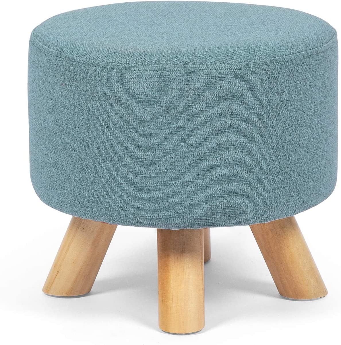 Modern Round Ottoman Foot Rest Stool/Seat with Linen Fabric and Non ...
