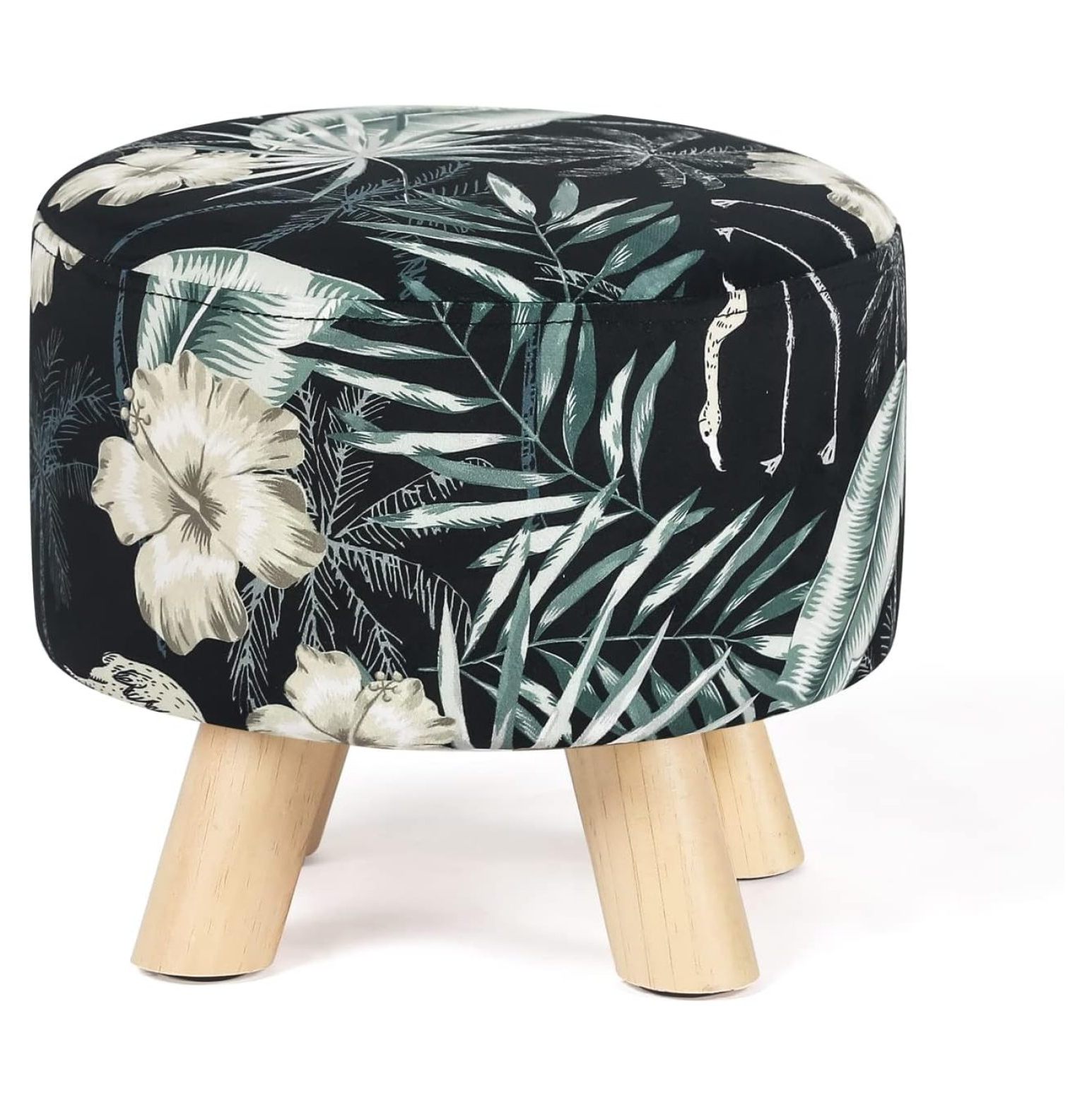 Modern Round Ottoman Foot Rest Stool/Seat with Velvet Fabric and Non ...