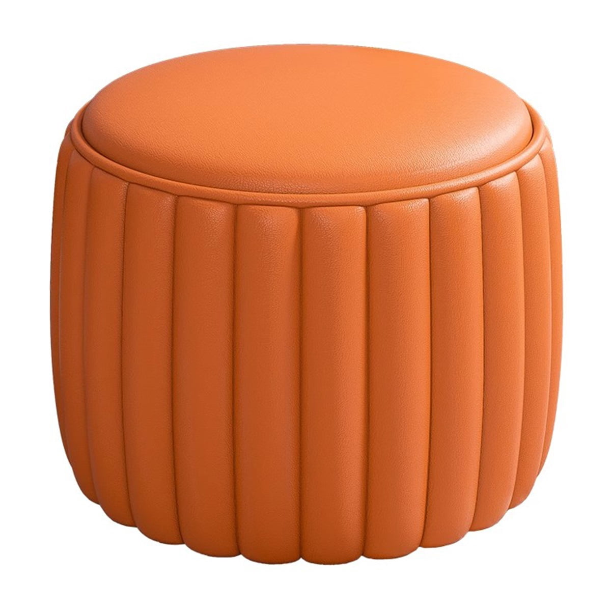 Modern Round Ottoman With Soft Padded Seat, Leather Upholstered ...