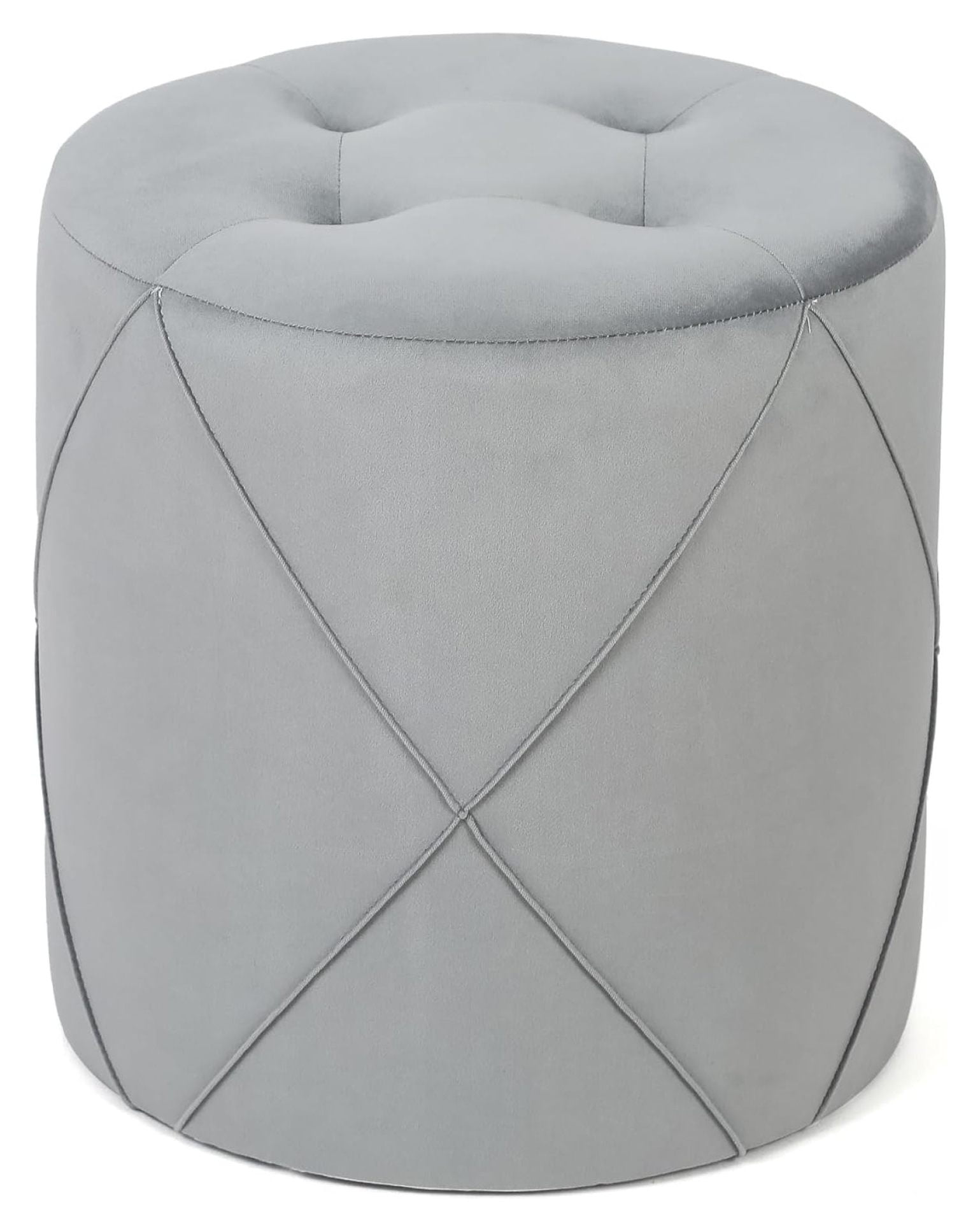 Modern Round Ottoman, Velvet Upholstered Tufted Vanity Stool with Soft ...