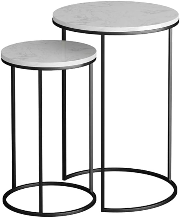 Modern Round Small Nesting Side Sturdy Metal Frame and Marble Table Top ...