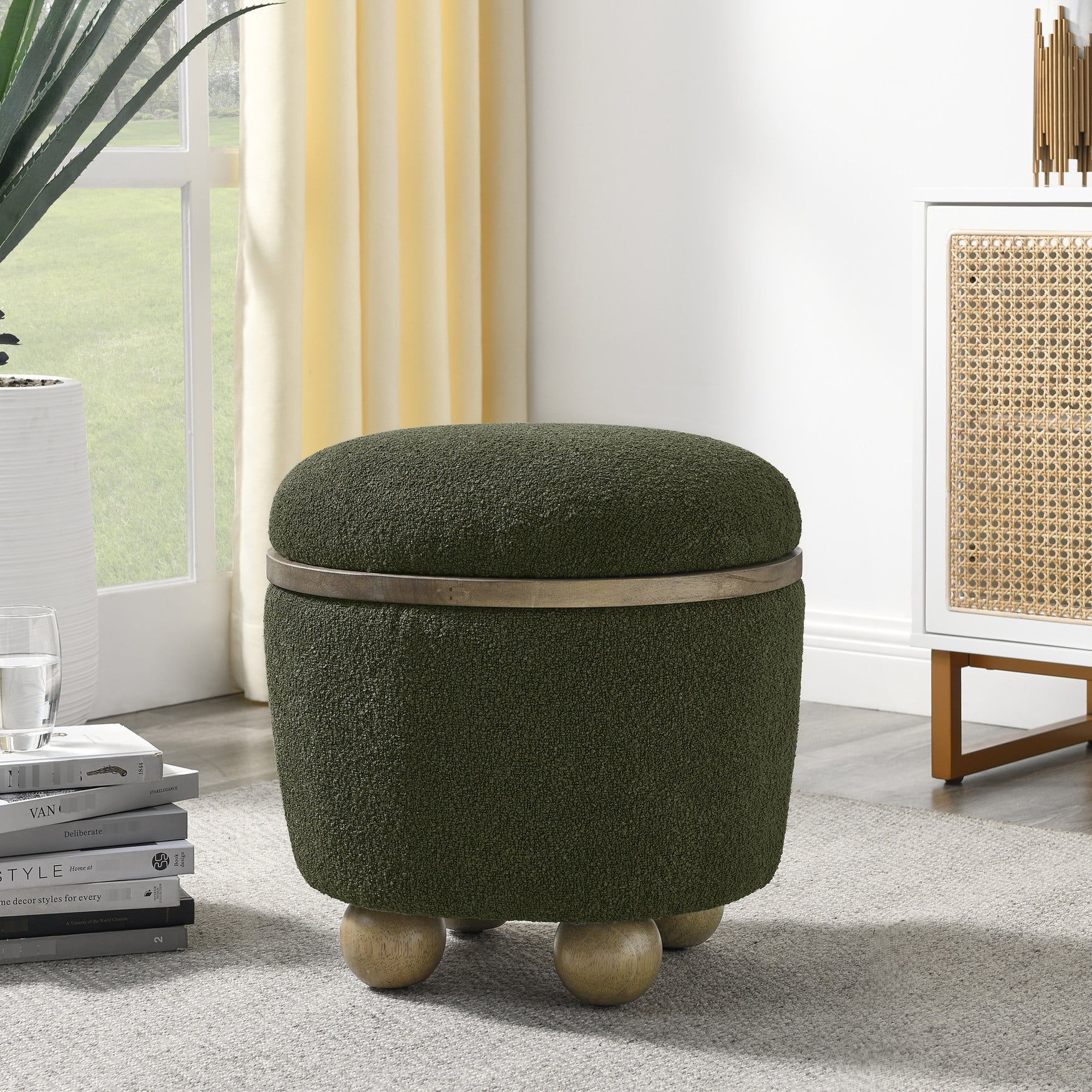 Modern Round Storage Ottoman | Elastic Seating in Apartment | Solid ...