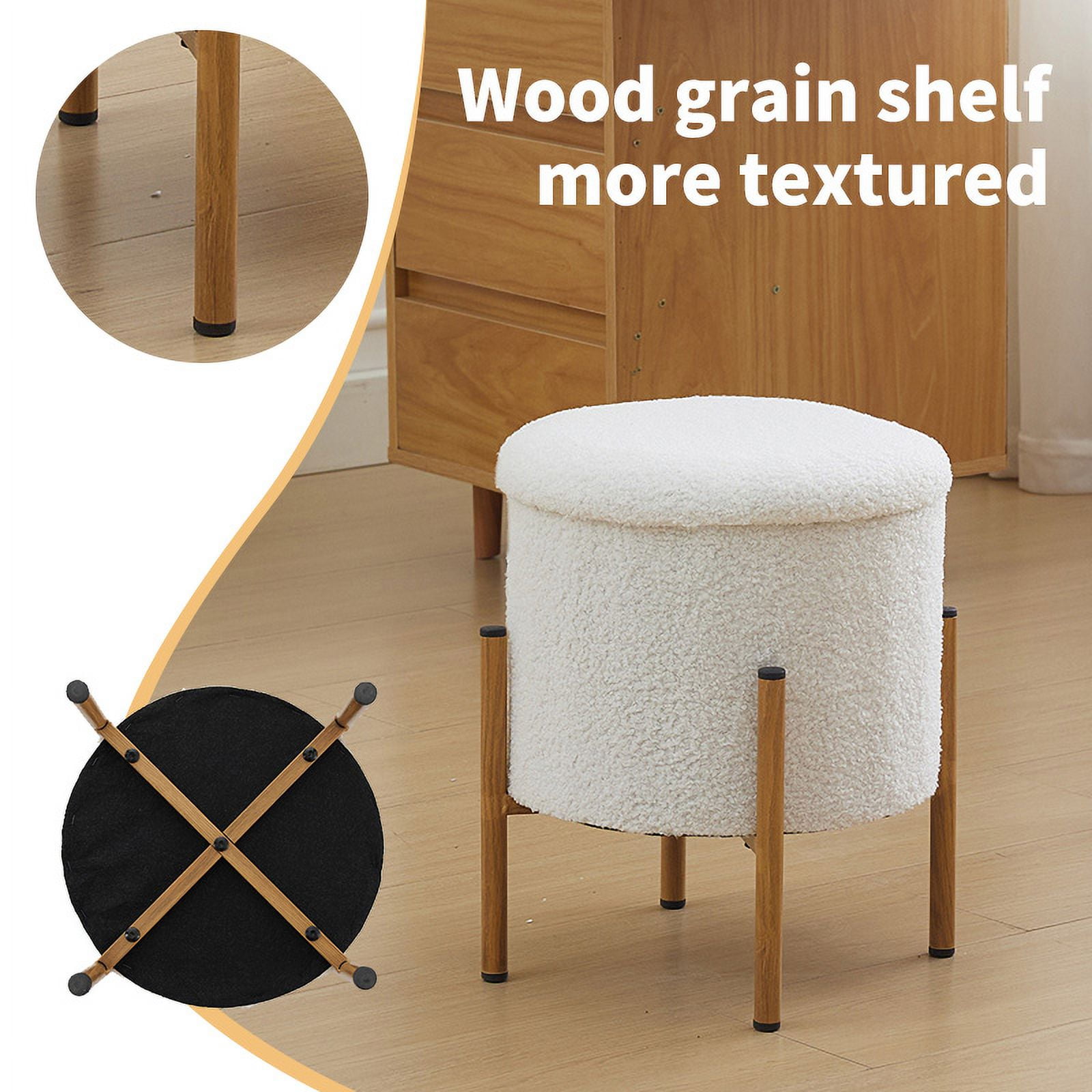 Modern Round Storage Ottoman,Ottoman Foot Stools with Metal Base ...