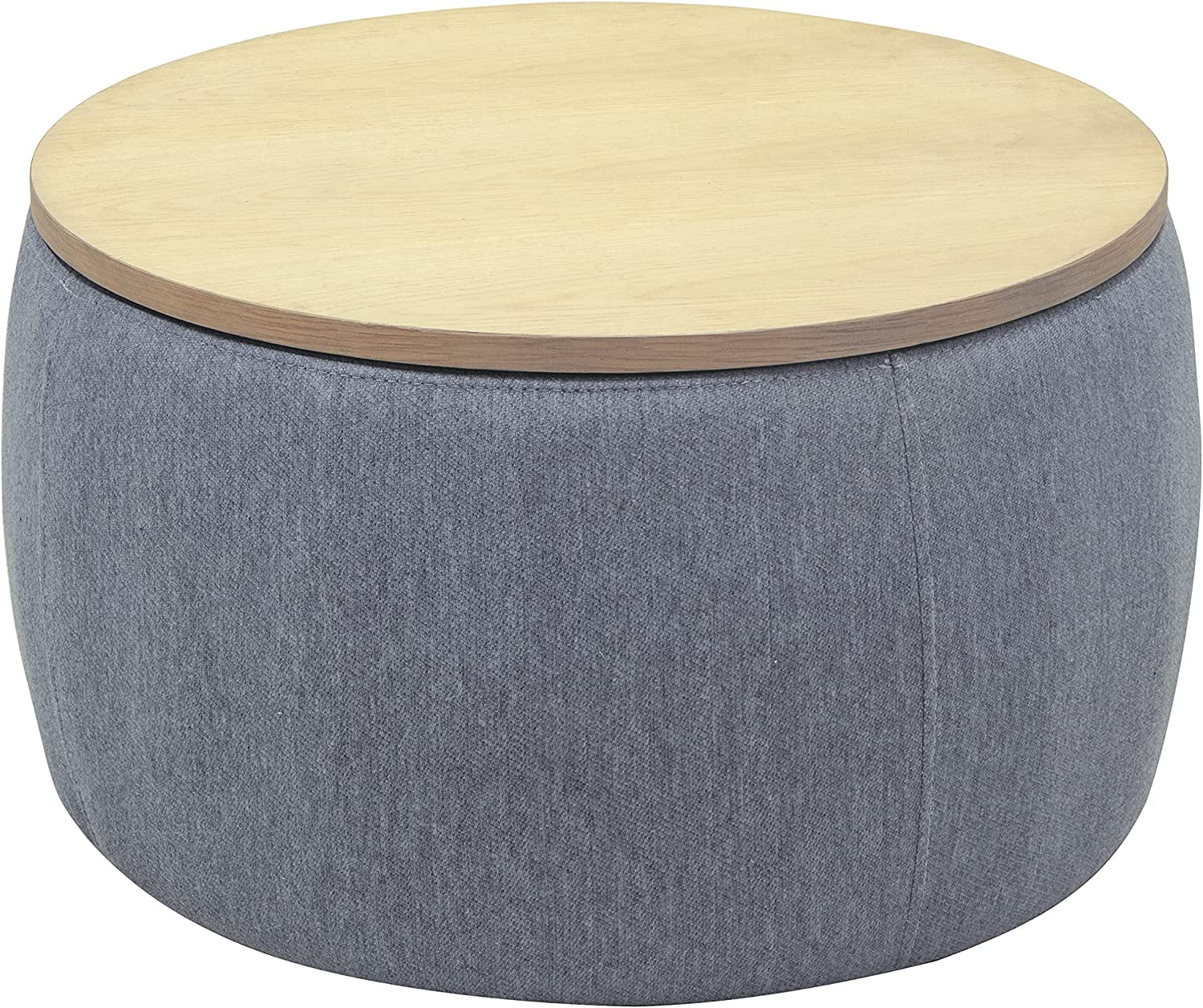 Modern Round Storage Ottoman with Wooden Top,Handmade Luxury Pleated ...