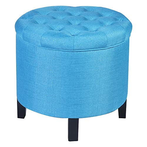 Modern Round Storage Ottoman with Removable Lid and Soft Sponge Filling ...