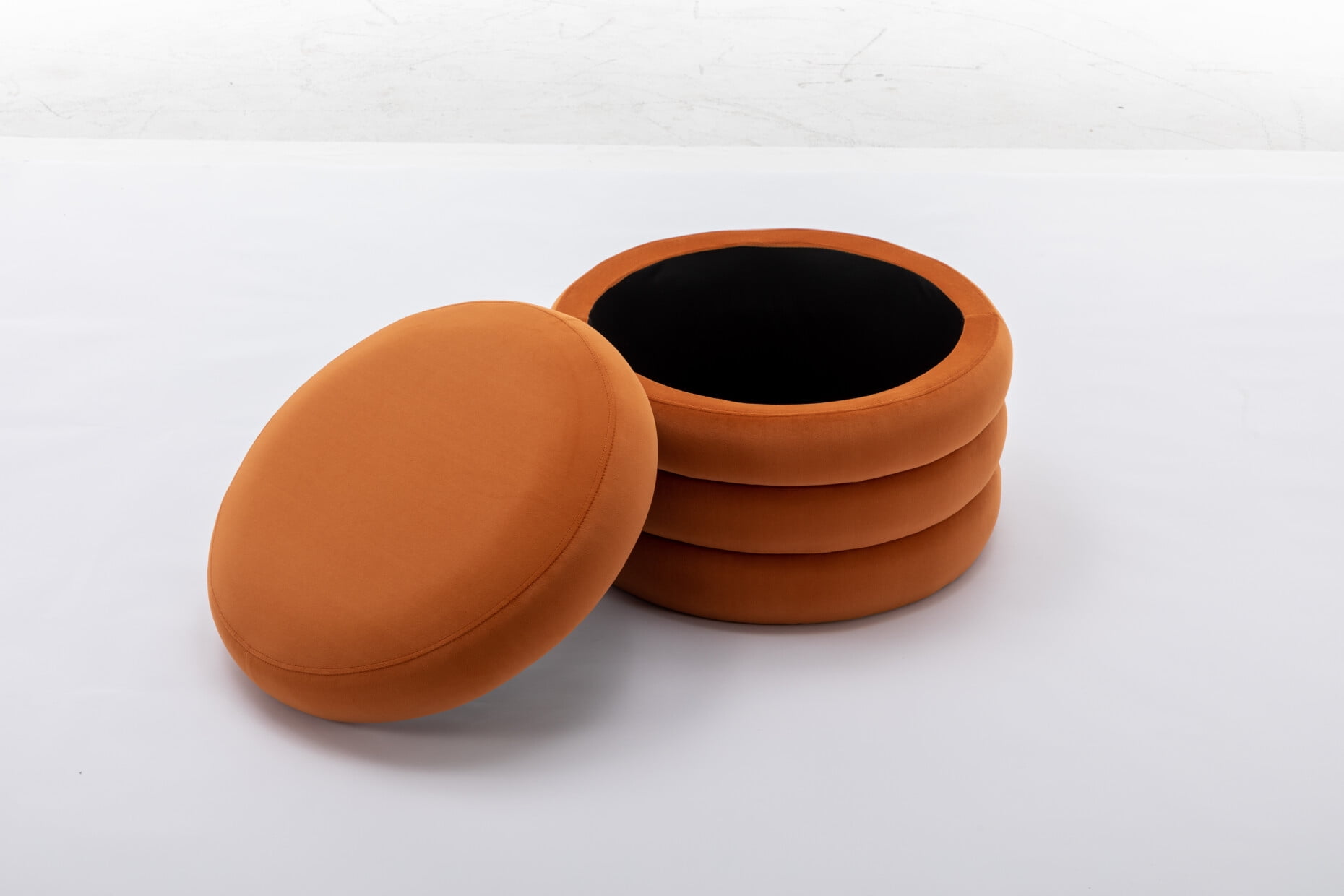 Modern Round Storage Ottoman with Reversible Cover Plate, Saving Space ...