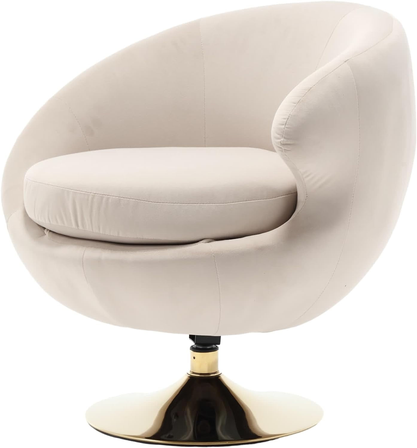 Modern Round Swivel Chair, Beige Velvet Accent Chair, 360 Swivel Cuddle ...