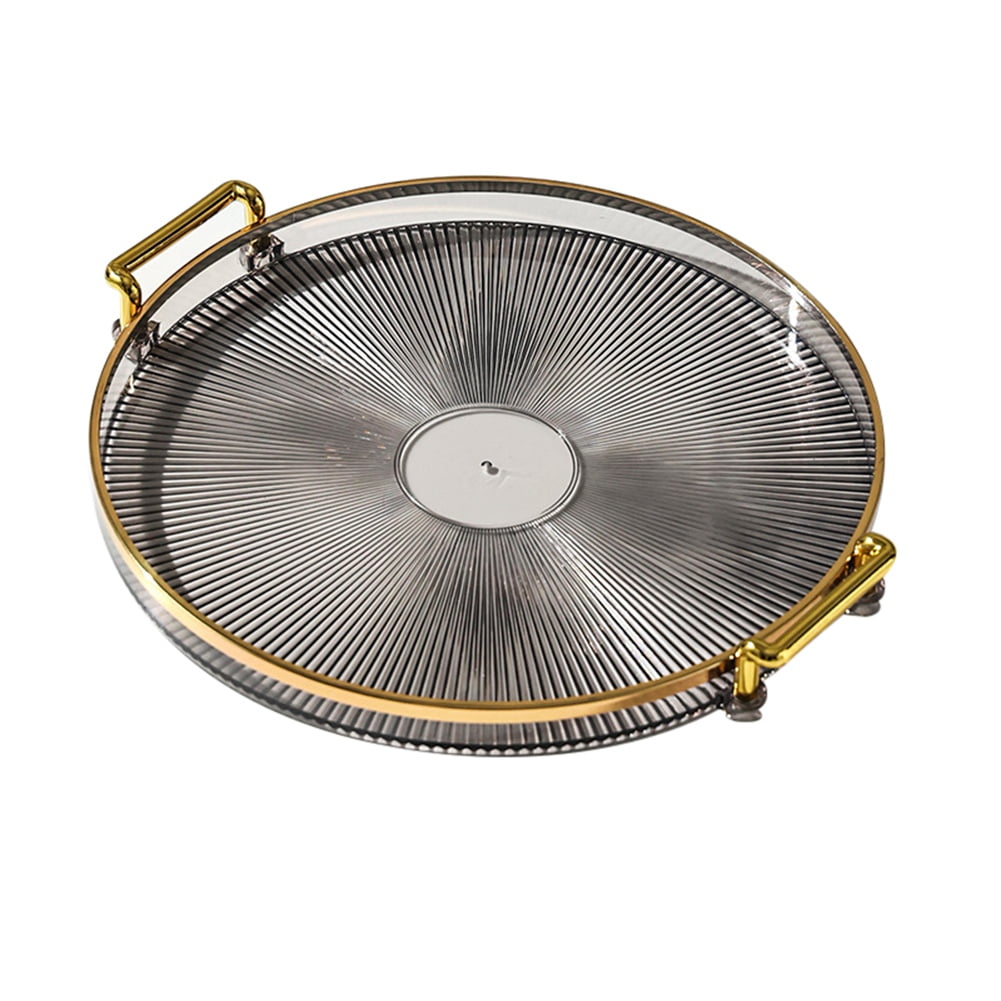Modern Round Tray, Plastic Decorative Tray with Gold Handles,11.61 ...
