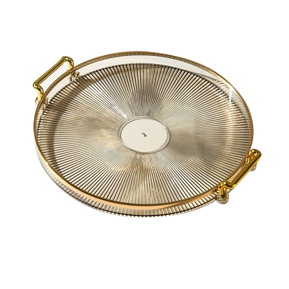 Modern Round Tray, Plastic Decorative Tray with Gold Handles,11.61 ...