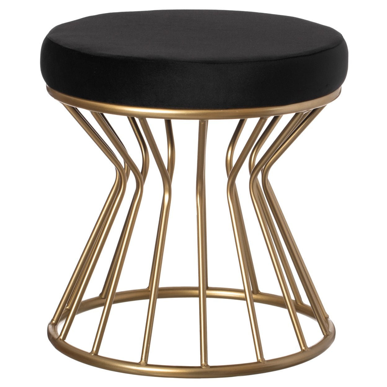 Modern Round Velvet Stool with Bent Gold Metal Base Standard Ottoman ...