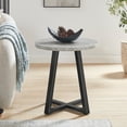 Modern Round Wood End Table, MDF Round Tabletop with Solid Rubberwood ...