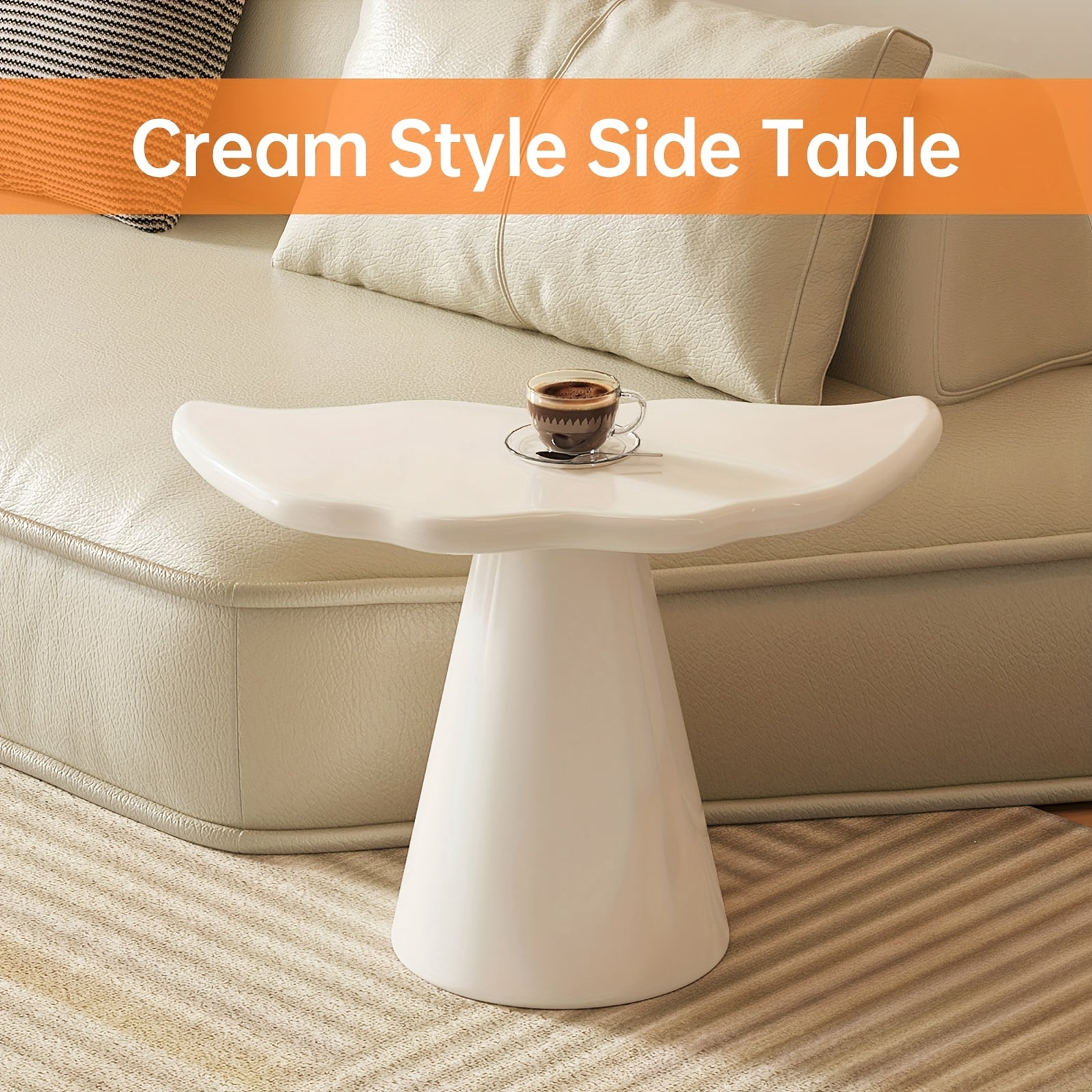 Modern Round Wood Side Table with Irregular Cloud Design - Minimalist ...