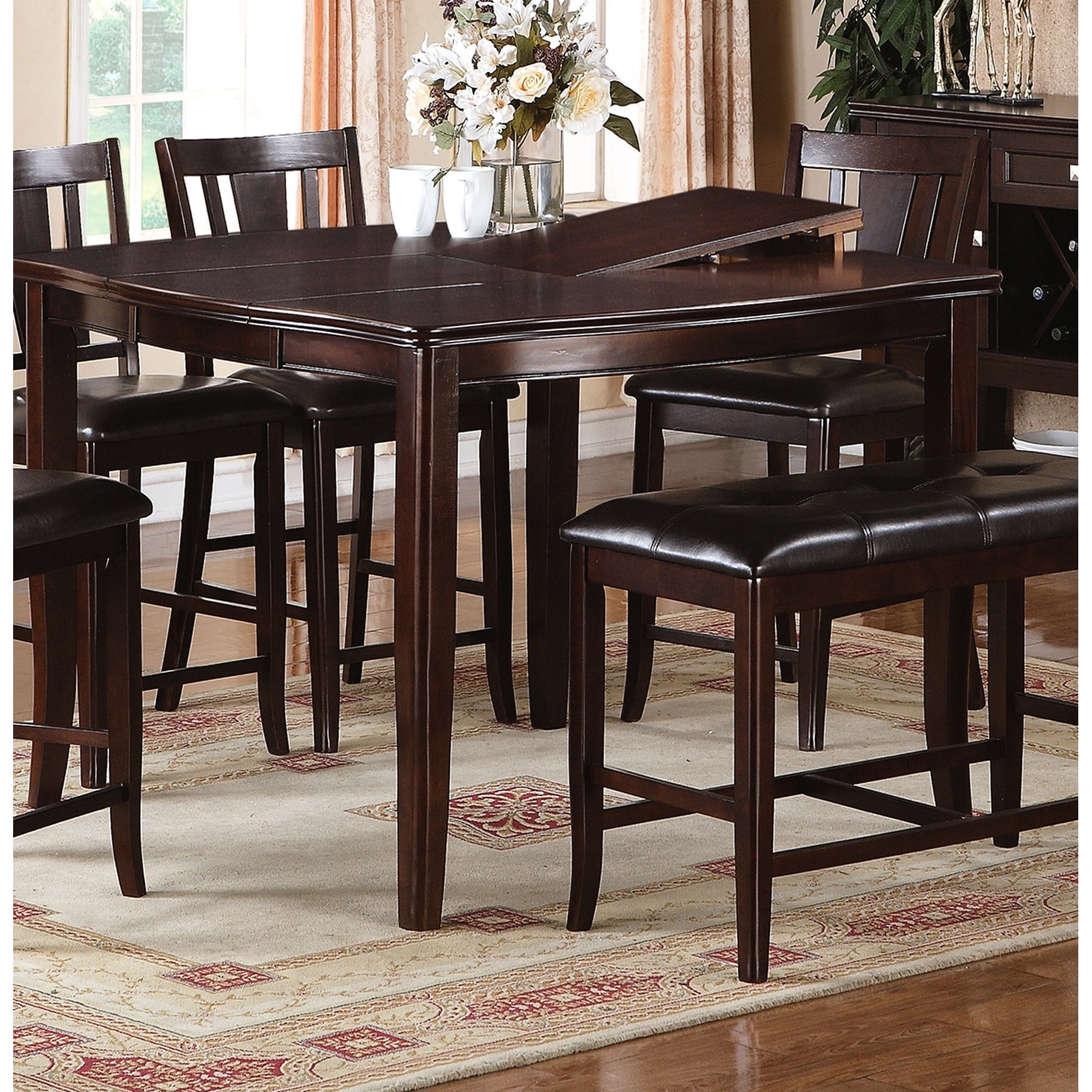 Modern Rubberwood Dining Table - Brown And Butterfly Leaf With Frame ...