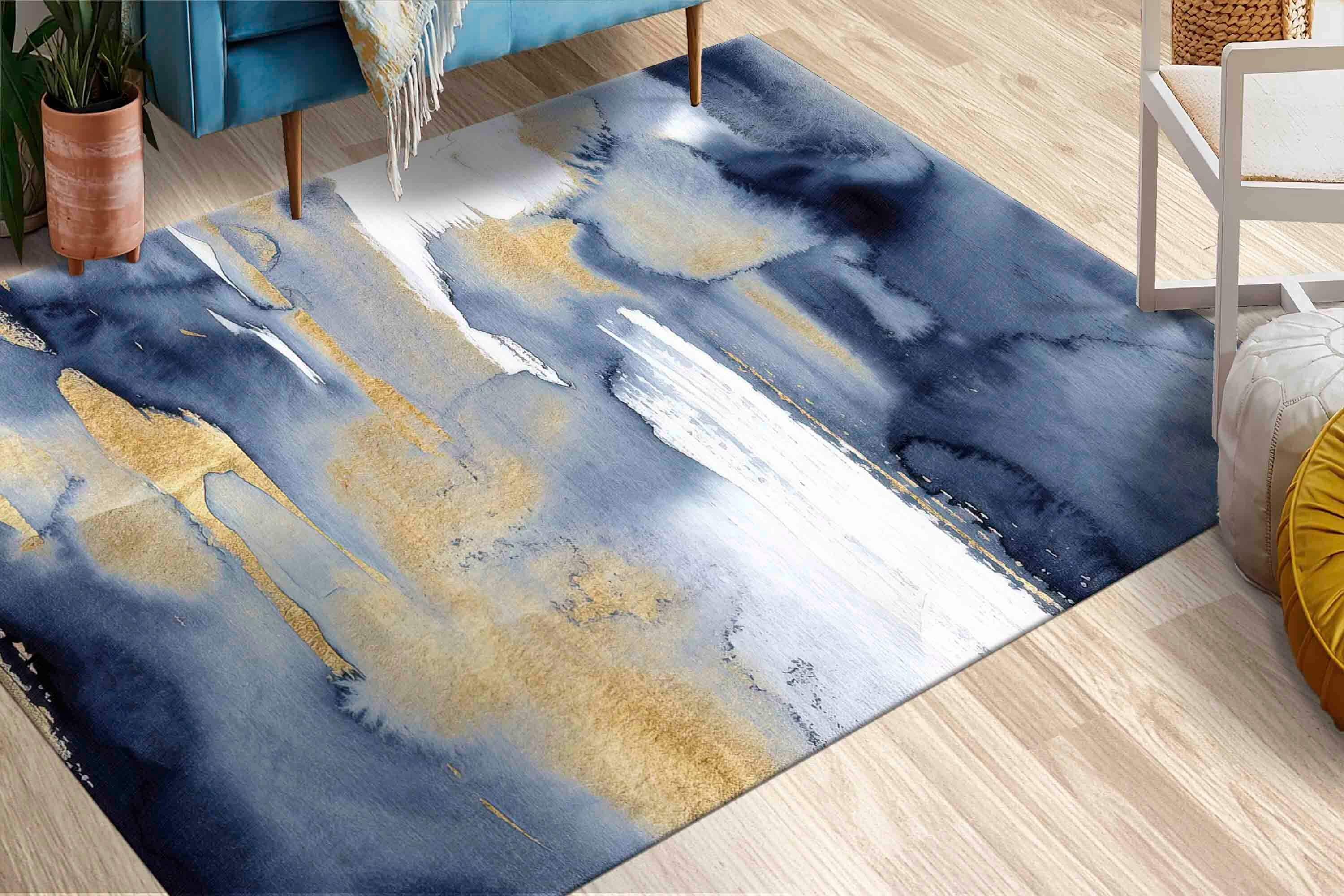 Modern Rugs, Large Rug, Navy Blue Rug, Accent Rugs, Luxury Rug, Blue ...