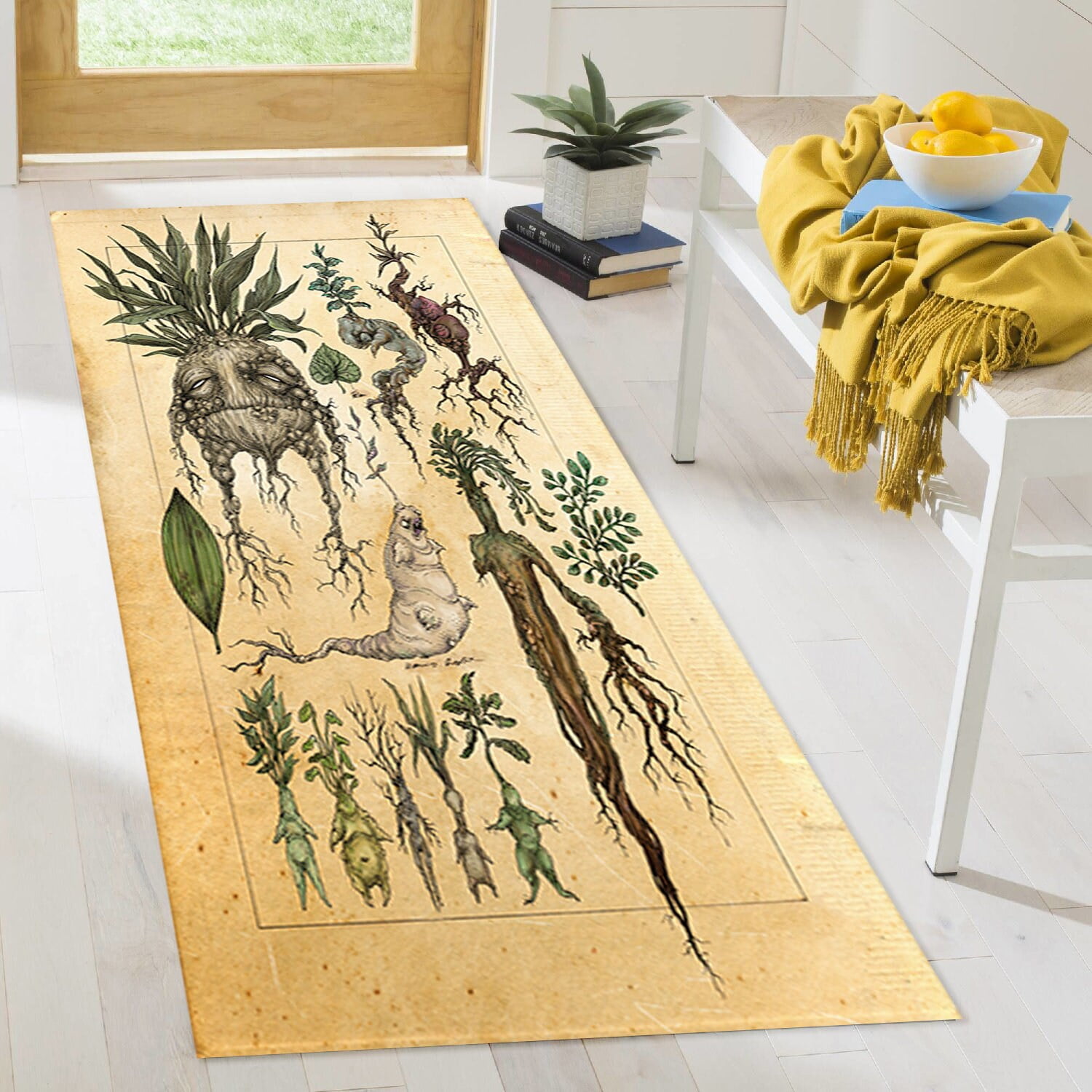 Modern Rugs, Step Rugs, Herbology Medicinal Plant Rug, Magic Botanical ...
