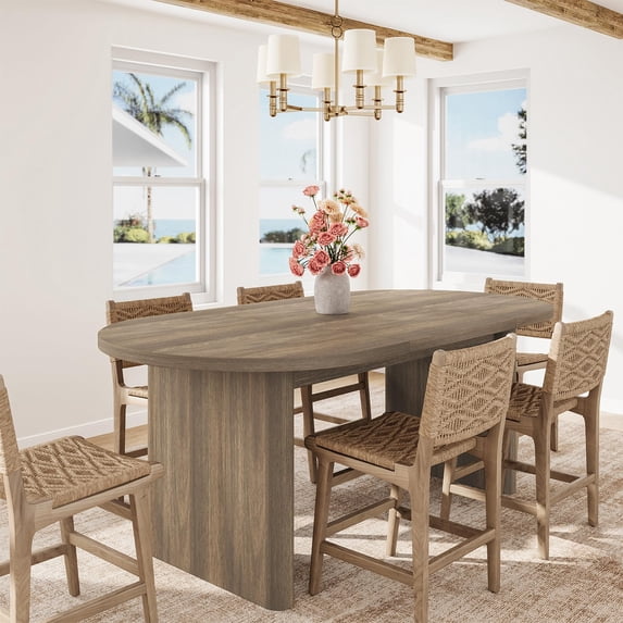 Modern Rustic Farmhouse Oval Dining Table for 6-8 – 70.8 Inch – Sturdy ...