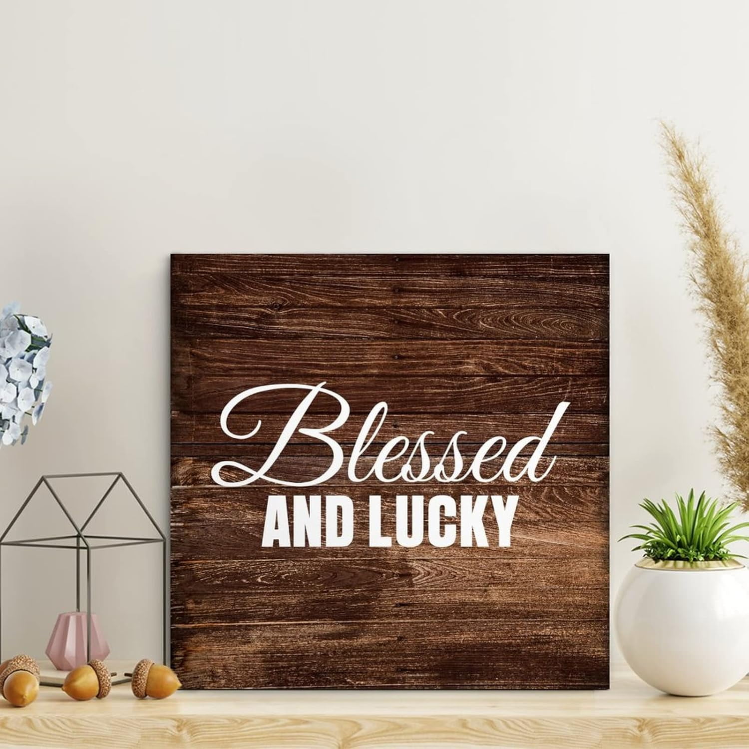 Modern Rustic Wooden Pallet Sign Blessed And Lucky Wood Signs 10X10 ...