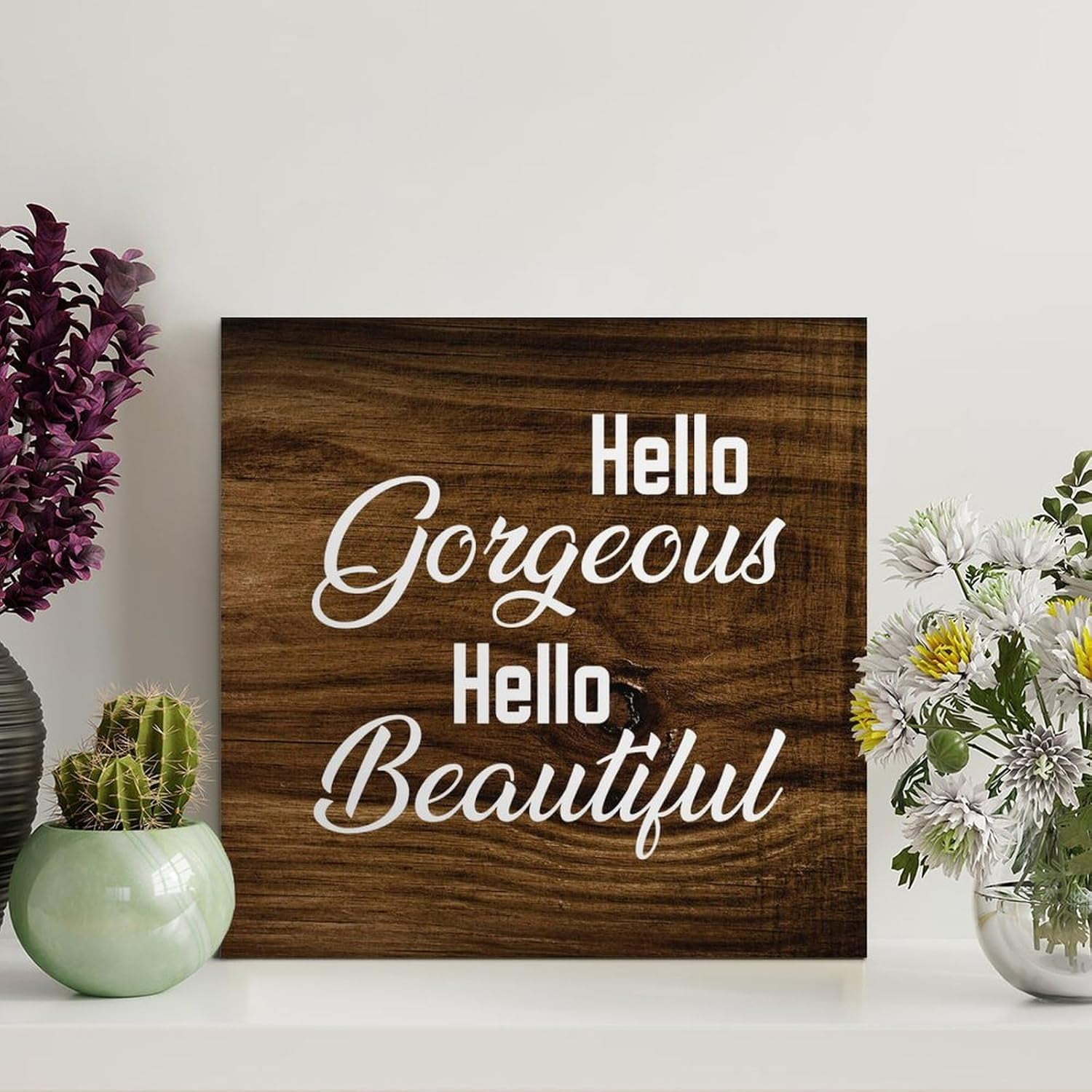 Modern Rustic Wooden Pallet Sign Hello Gorgeous Hello Beautiful Wood ...