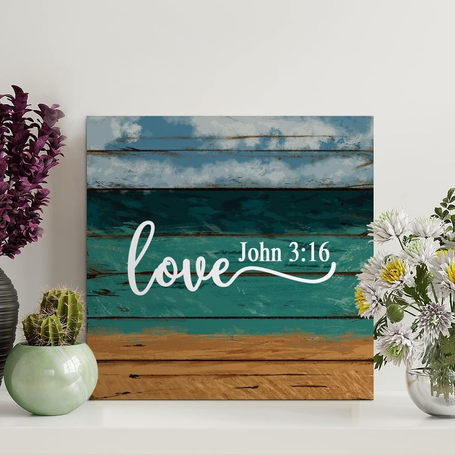 Modern Rustic Wooden Pallet Sign Loved John 3~16 Wood Signs Farmhouse ...