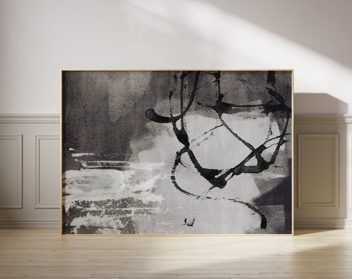 Modern Scandinavian Abstract Painting - Black White And Gray Print ...