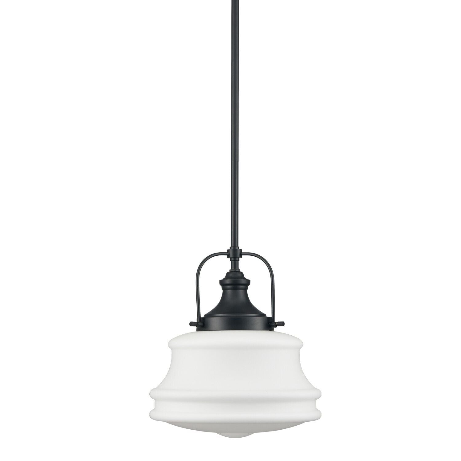 Modern Schoolhouse Pendant Light Fixtures Black Hanging Light Milky ...