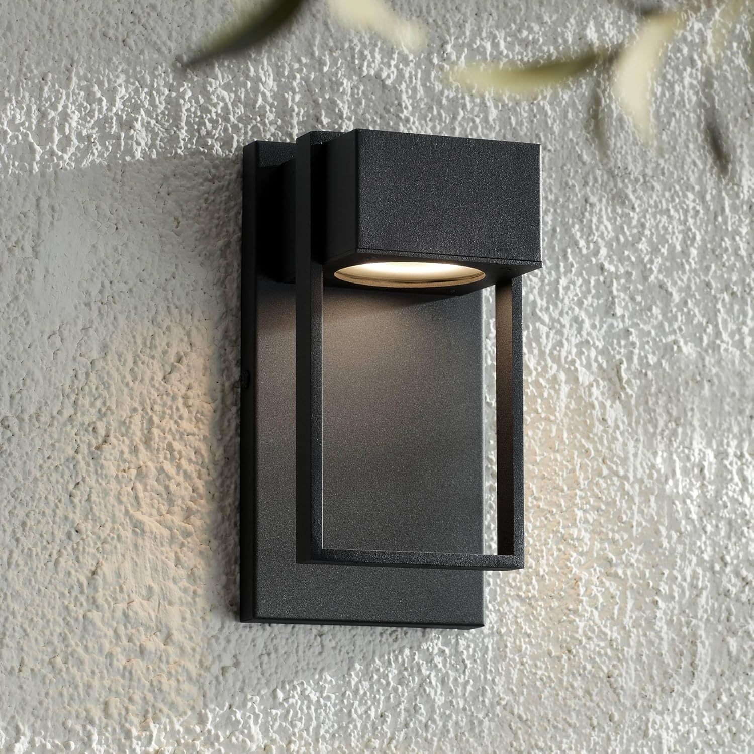 Modern Sconce Outdoor Wall Light Fixture LED Textured Black Metal 9 1/2 ...