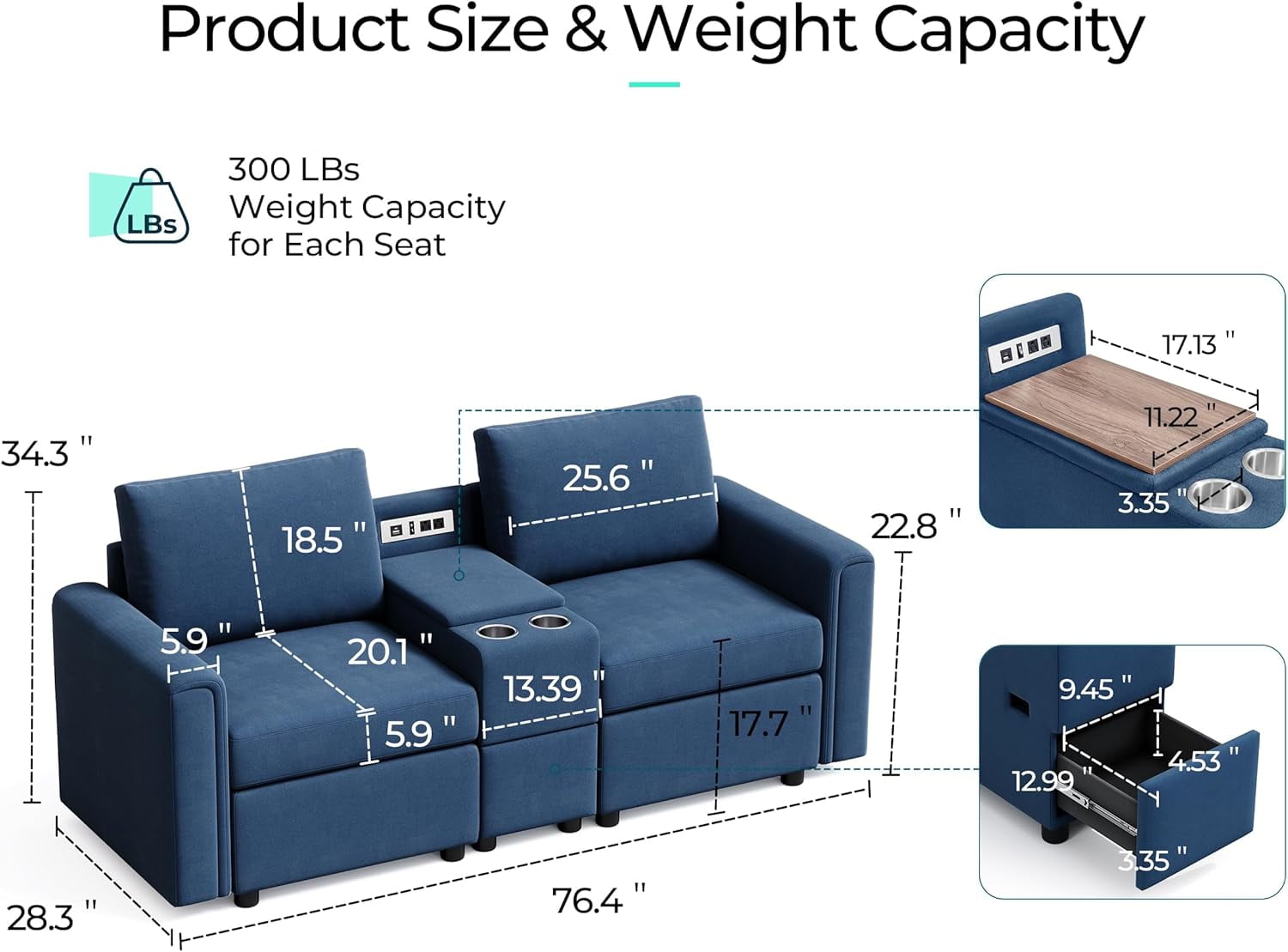 Modern Sectional Couch with Versatile Console and Storage , Convertible ...