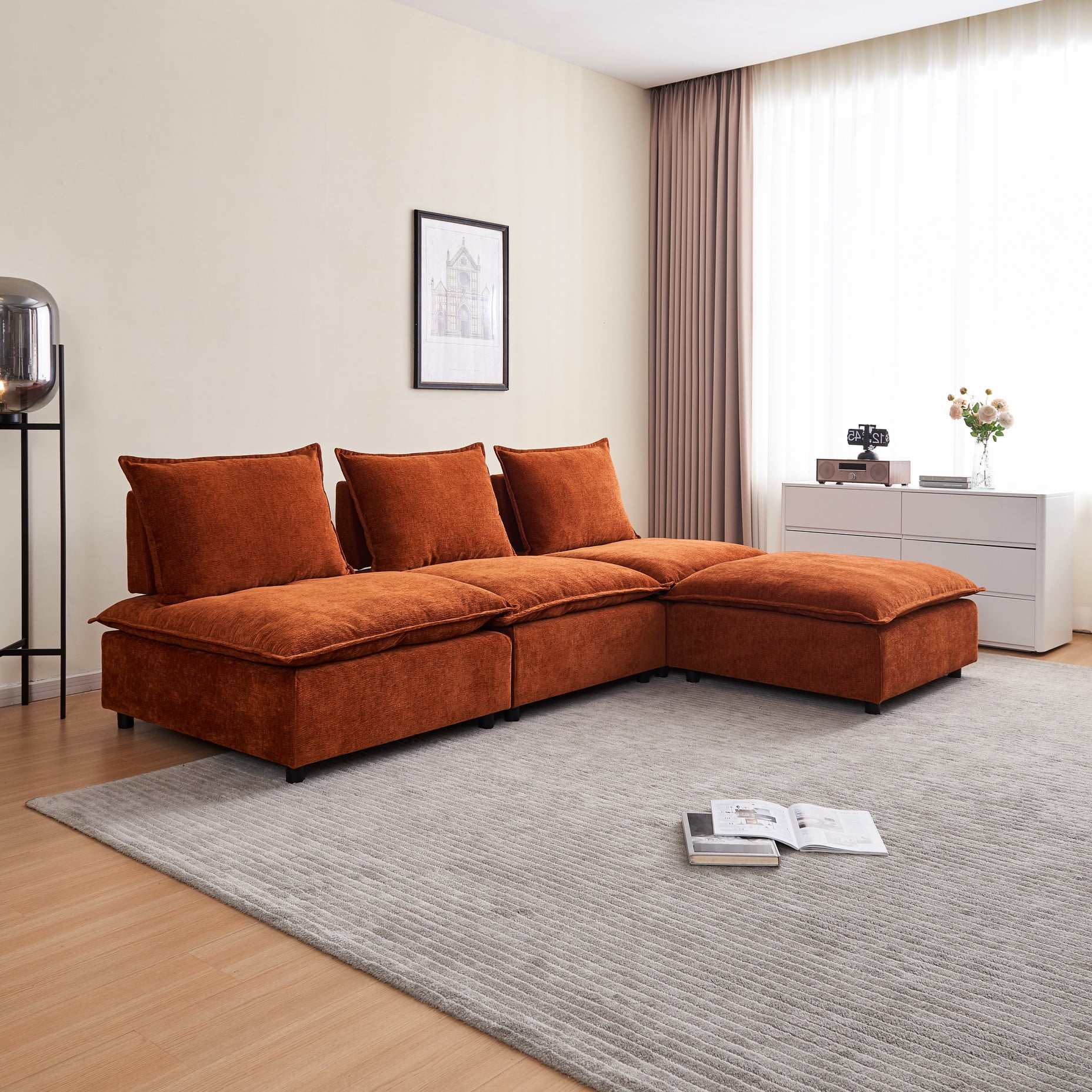 Modern Sectional With - Chenille Fabric Cover, Structure, Moveable For ...