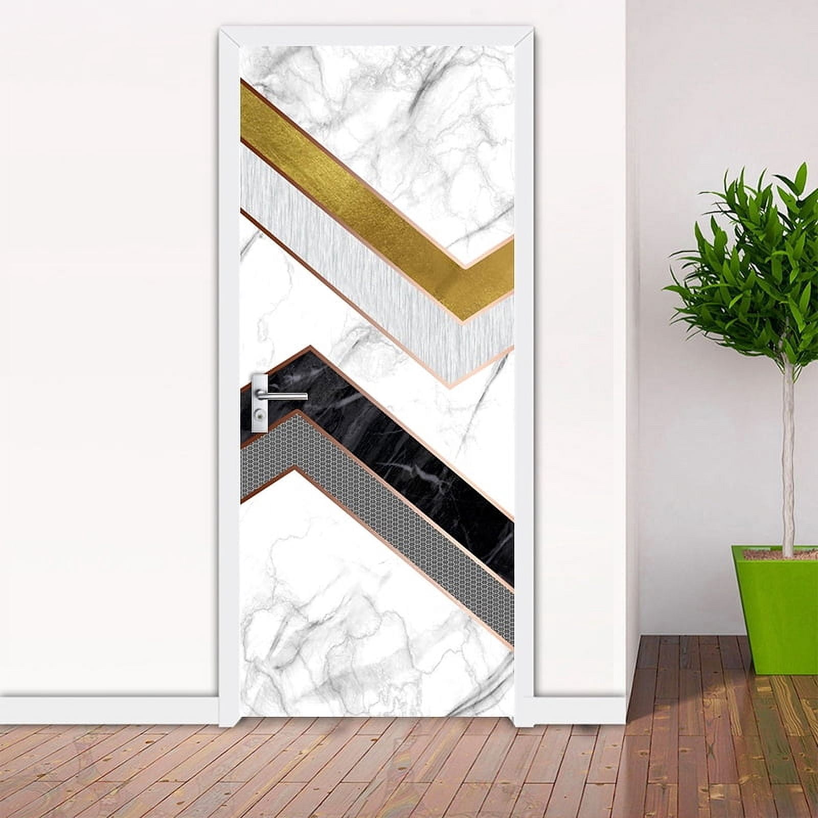 Modern Self-adhesive Door Sticker For Living Room Bedroom Waterproof ...