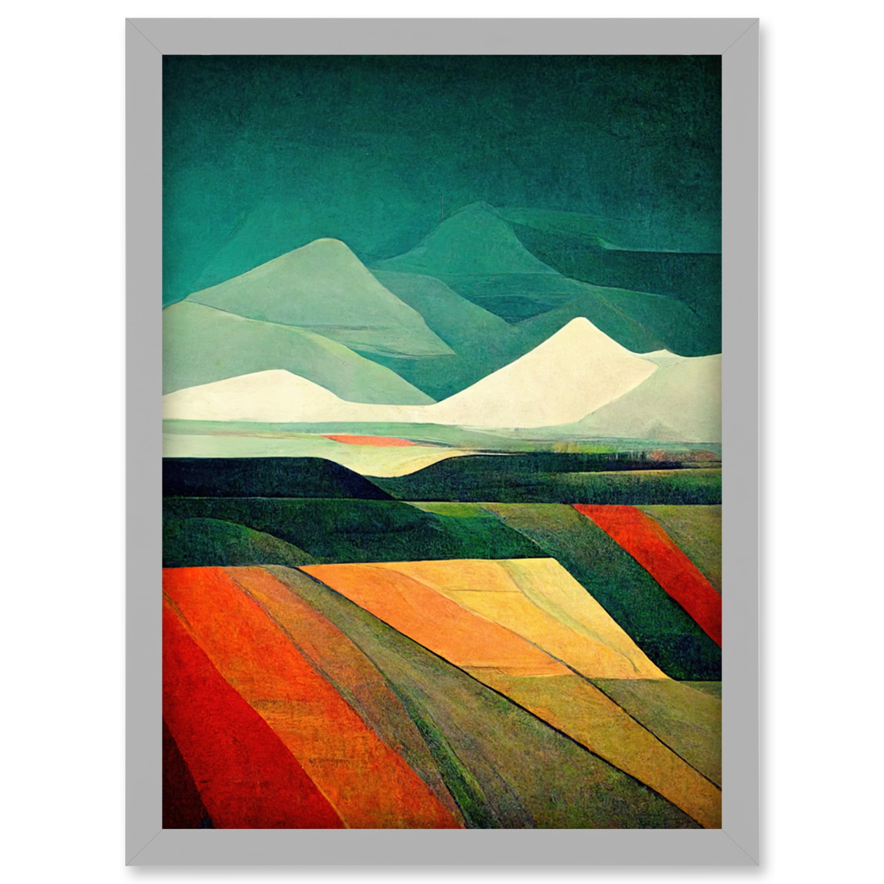 Modern Semi-Abstract Colourful Landscape Artwork Framed Wall Art Print ...