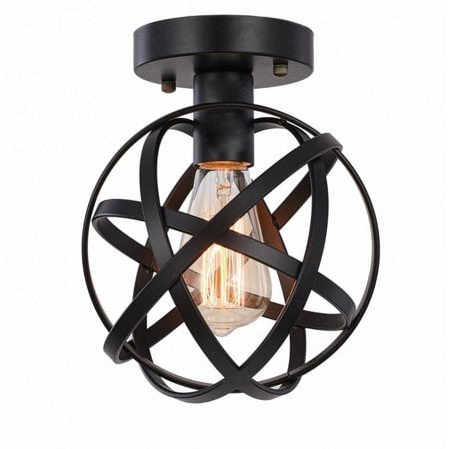 Modern Semi Flush Mount Ceiling Light, Vintage Rustic Metal Cage Light ...