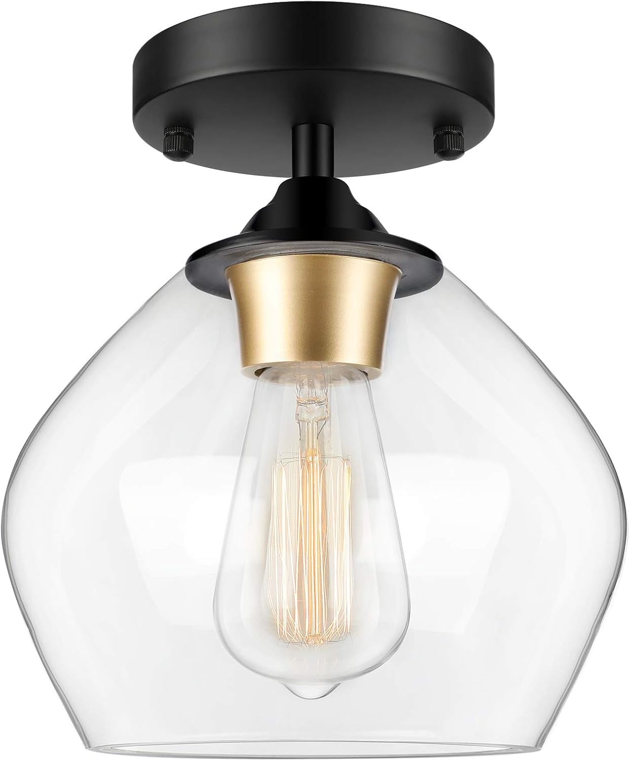 Modern Semi Flush Mount Ceiling Light with Clear Glass Shade - Walmart.com
