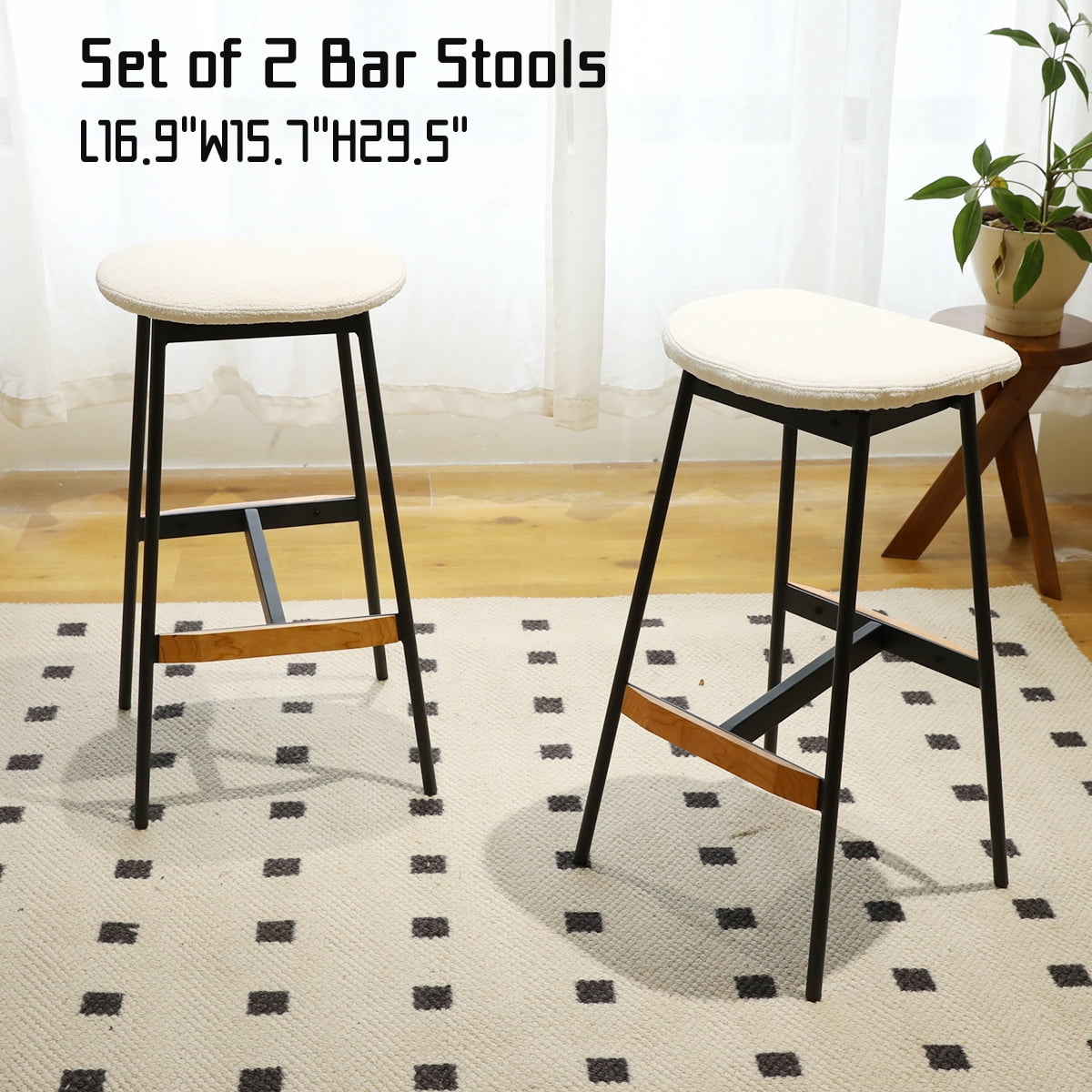 Modern Set of 2 Bar Stools(H-29.5In), Comfortable and Stylish Counter ...
