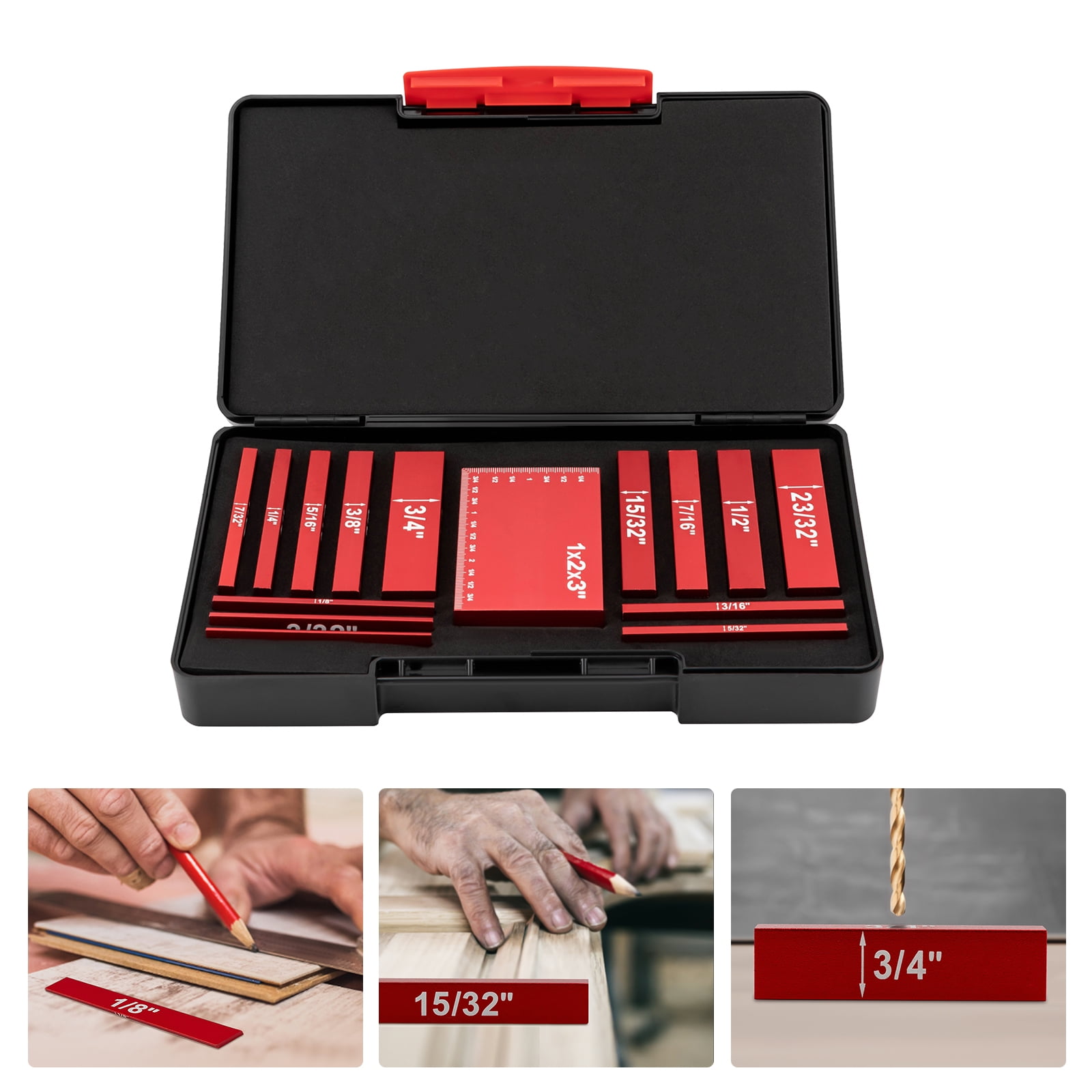 Modern Setup Blocks Woodworking Tools 15-Piece Gauge Block Set with Precise for Measure Height ...