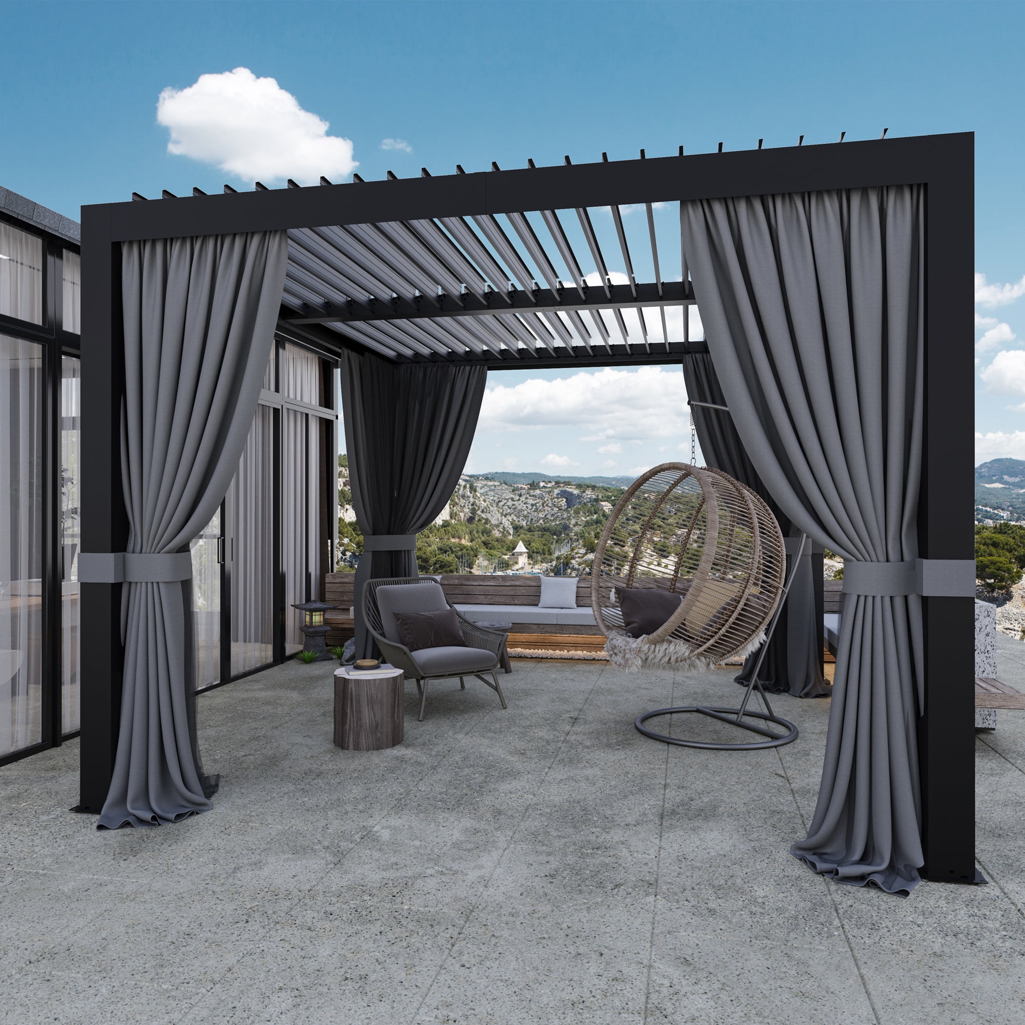 Modern Shade 10'x10' Louvered Pergola, Adjustable Waterproof Roof, USB ...